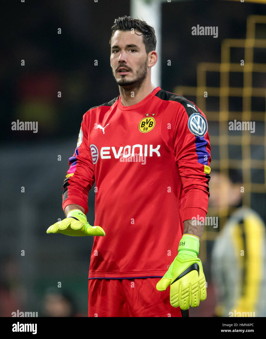 Dortmund, Germany. 8th Feb, 2017. Dortmund's goalkeeper Roman Buerki ...