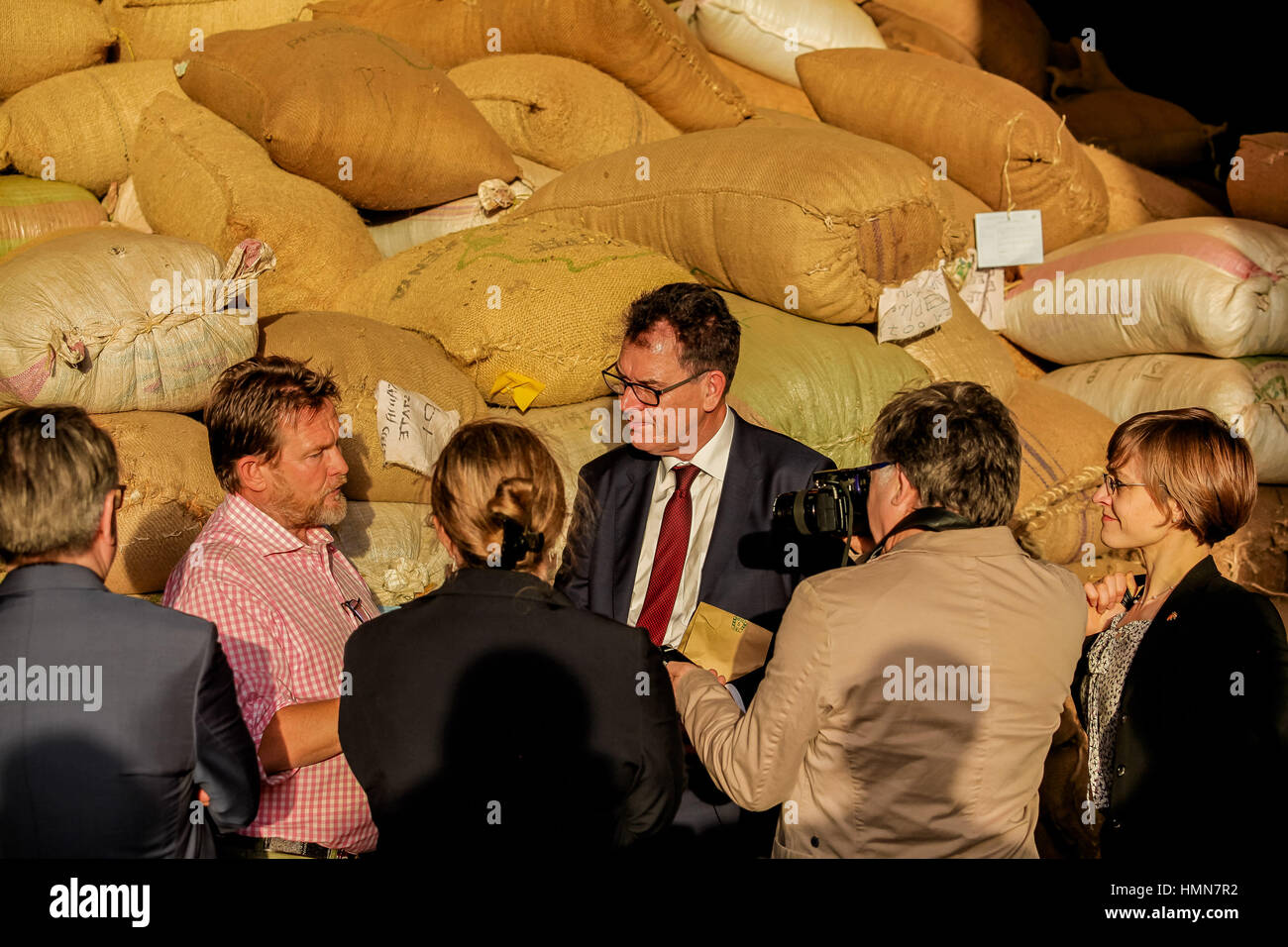German Minister for Development Gerd Mueller (CSU) visits a coffee mill ...