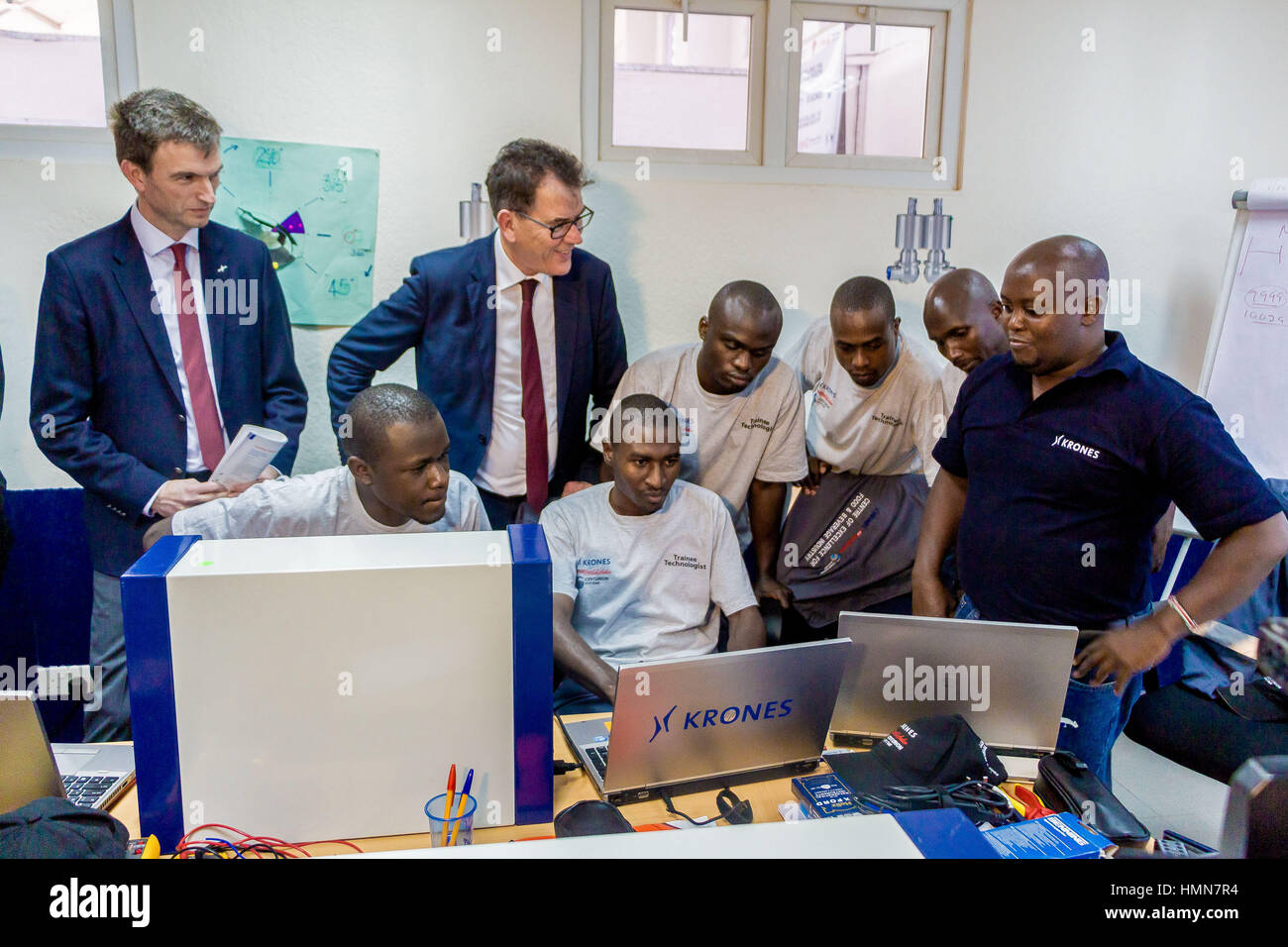 German Minister for Development Gerd Mueller (CSU) visits a plant of ...