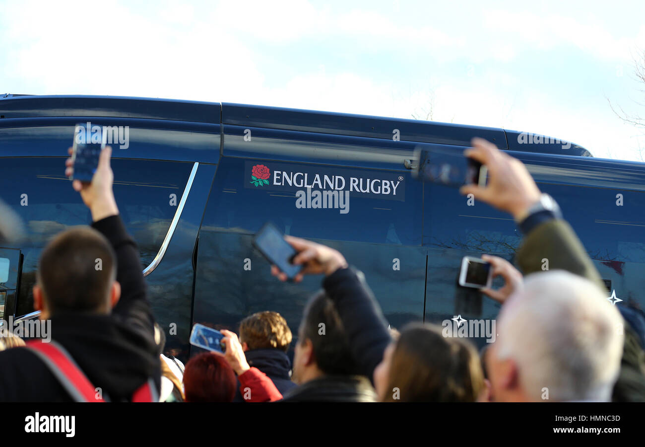 The England team bus arriving before the RBS 6 Nations match at ...