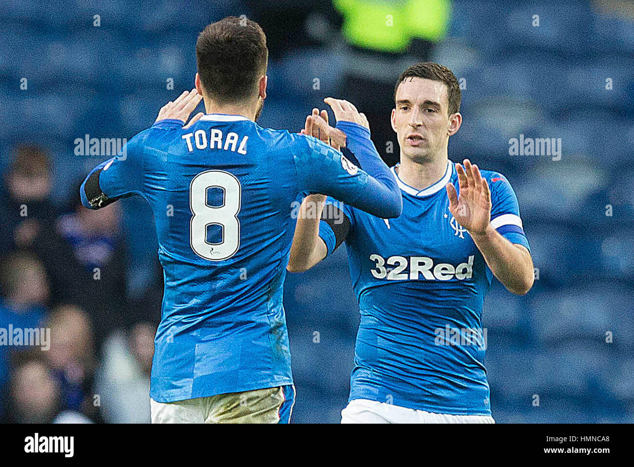 Rangers' Lee Wallace celebrates scoring his side's first goal of the ...
