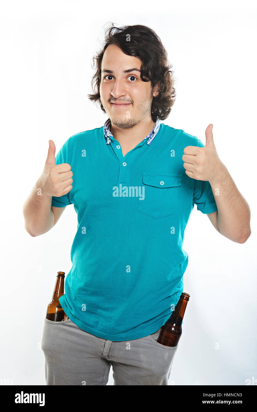 Empty alcohol bottles man hi-res stock photography and images - Alamy