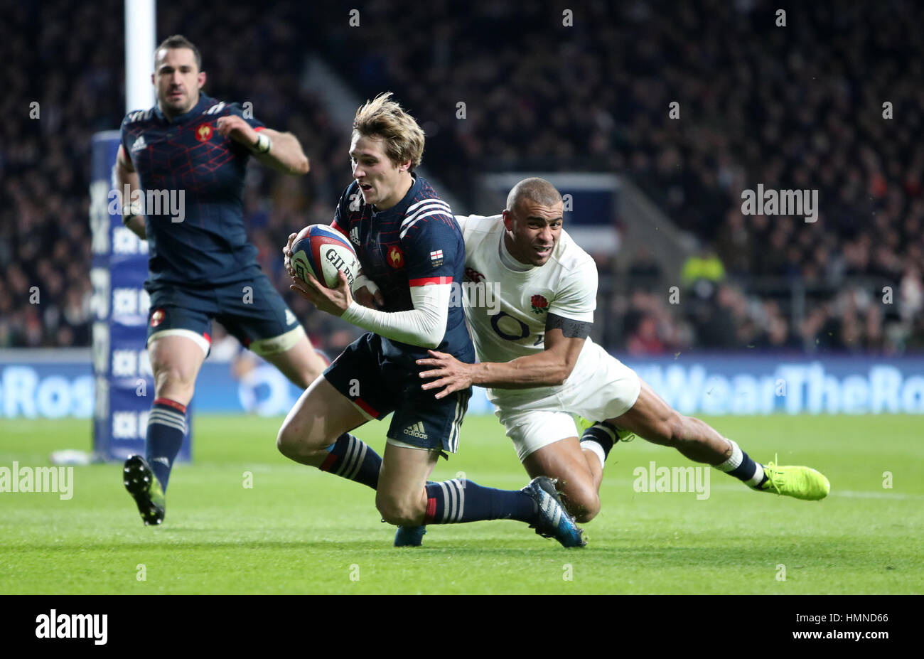 England's Jonathan Joseph and France's Baptiste Serin during the RBS 6 ...