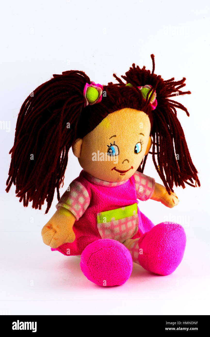 Soft and plush toys on a white background Stock Photo - Alamy