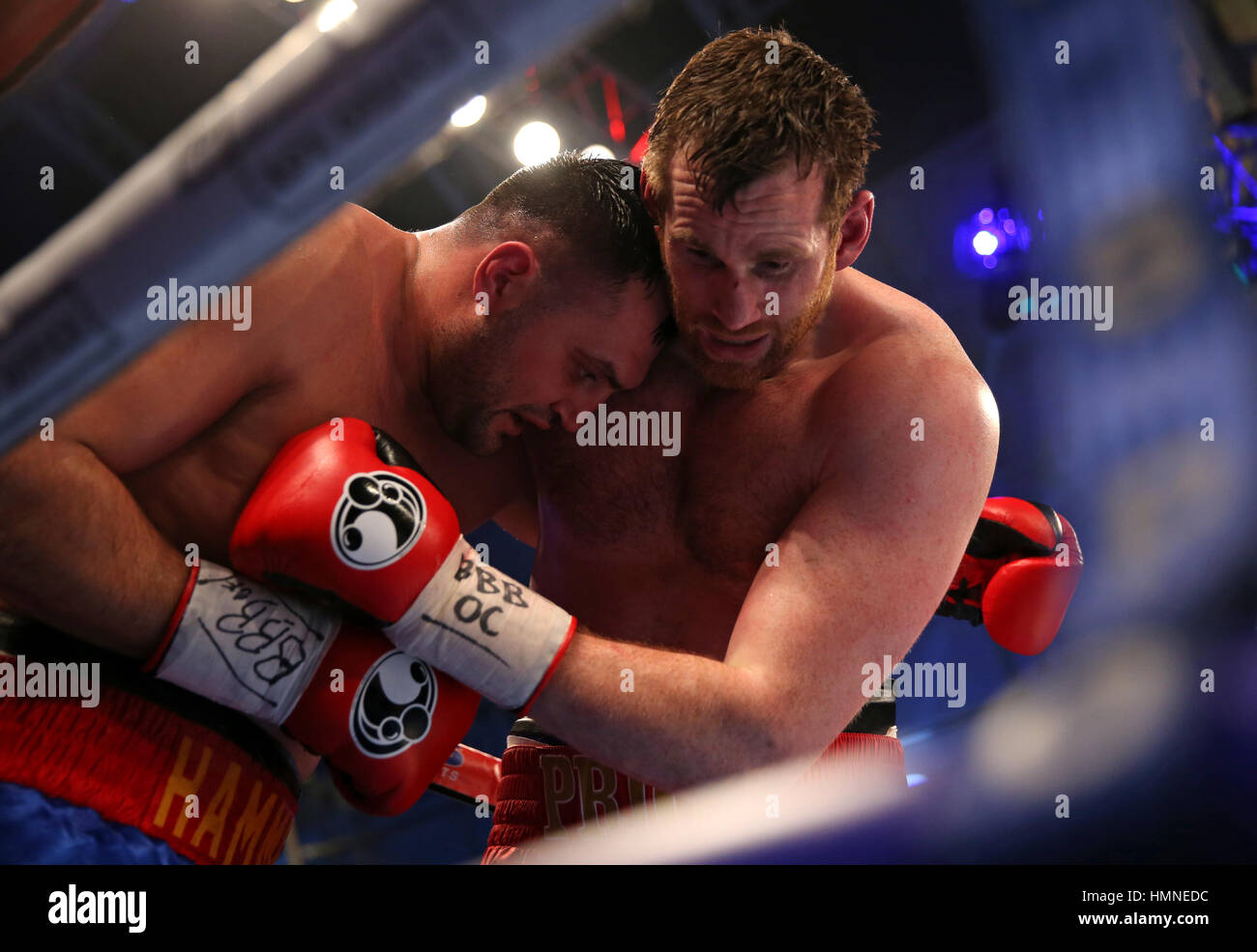 Christian Hammer and David Price (right) during the WBO European ...