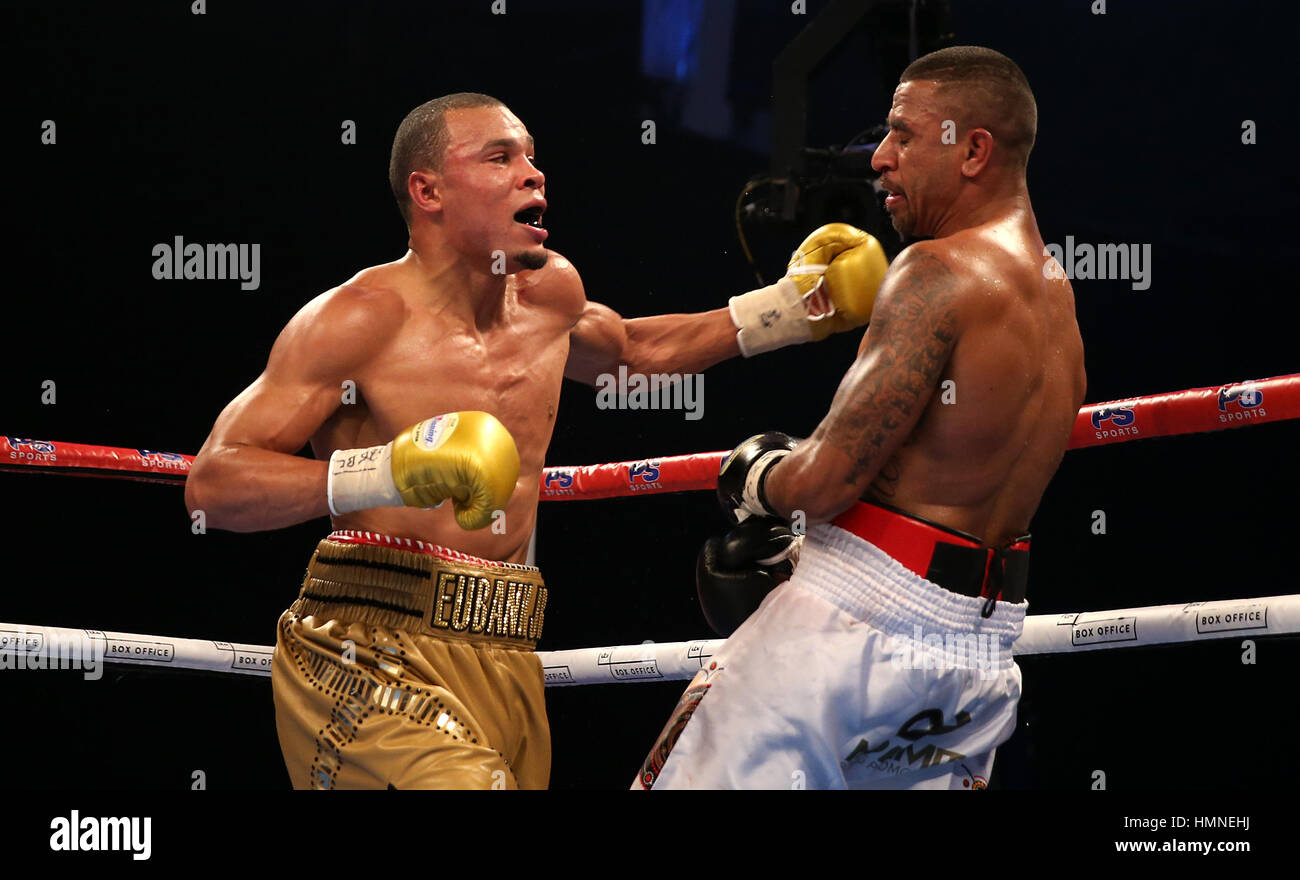 Renold Quinlan and Chris Eubank Jr (left) during the IBO World super ...