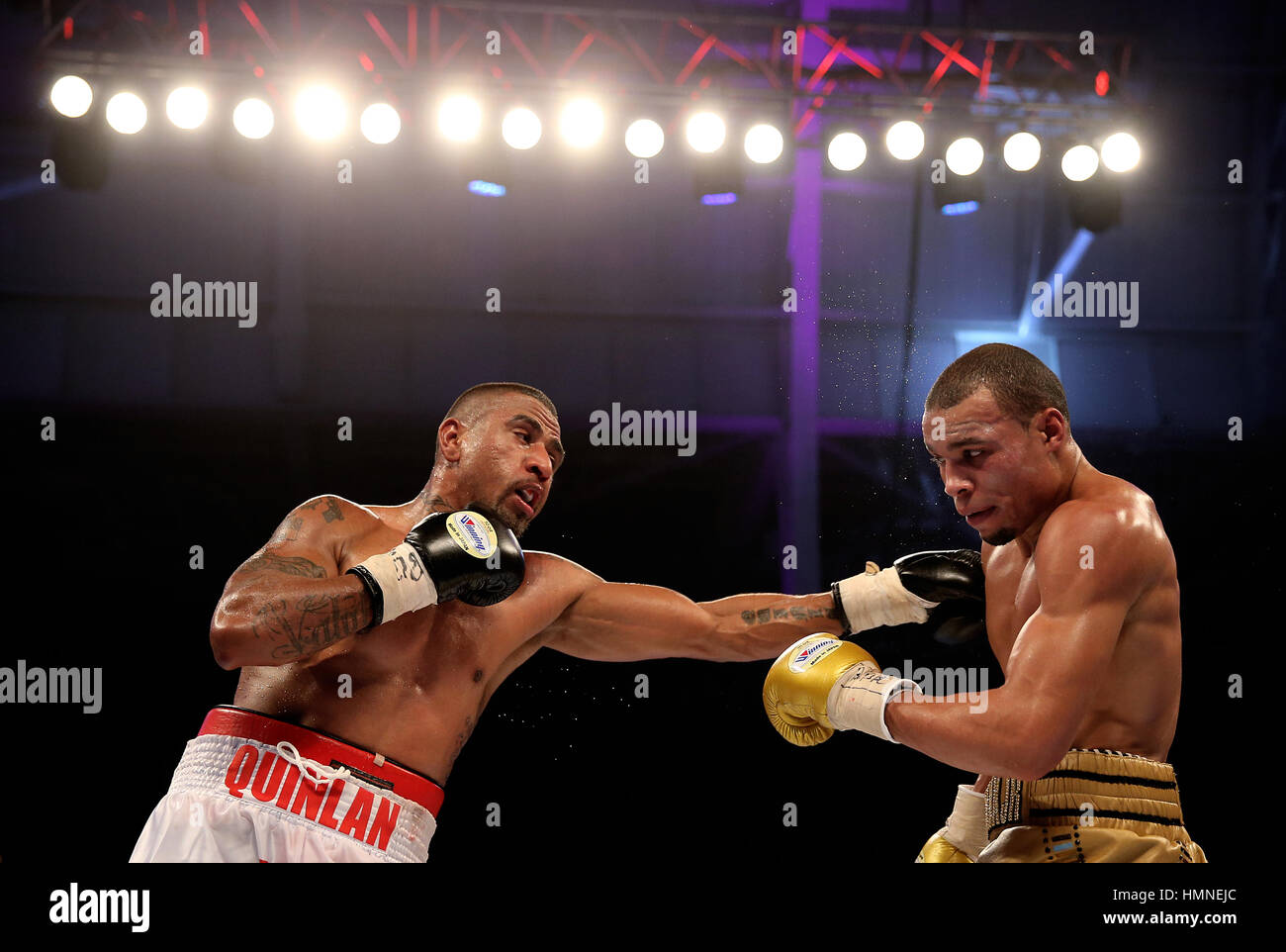 Renold Quinlan and Chris Eubank Jr during the IBO World super ...