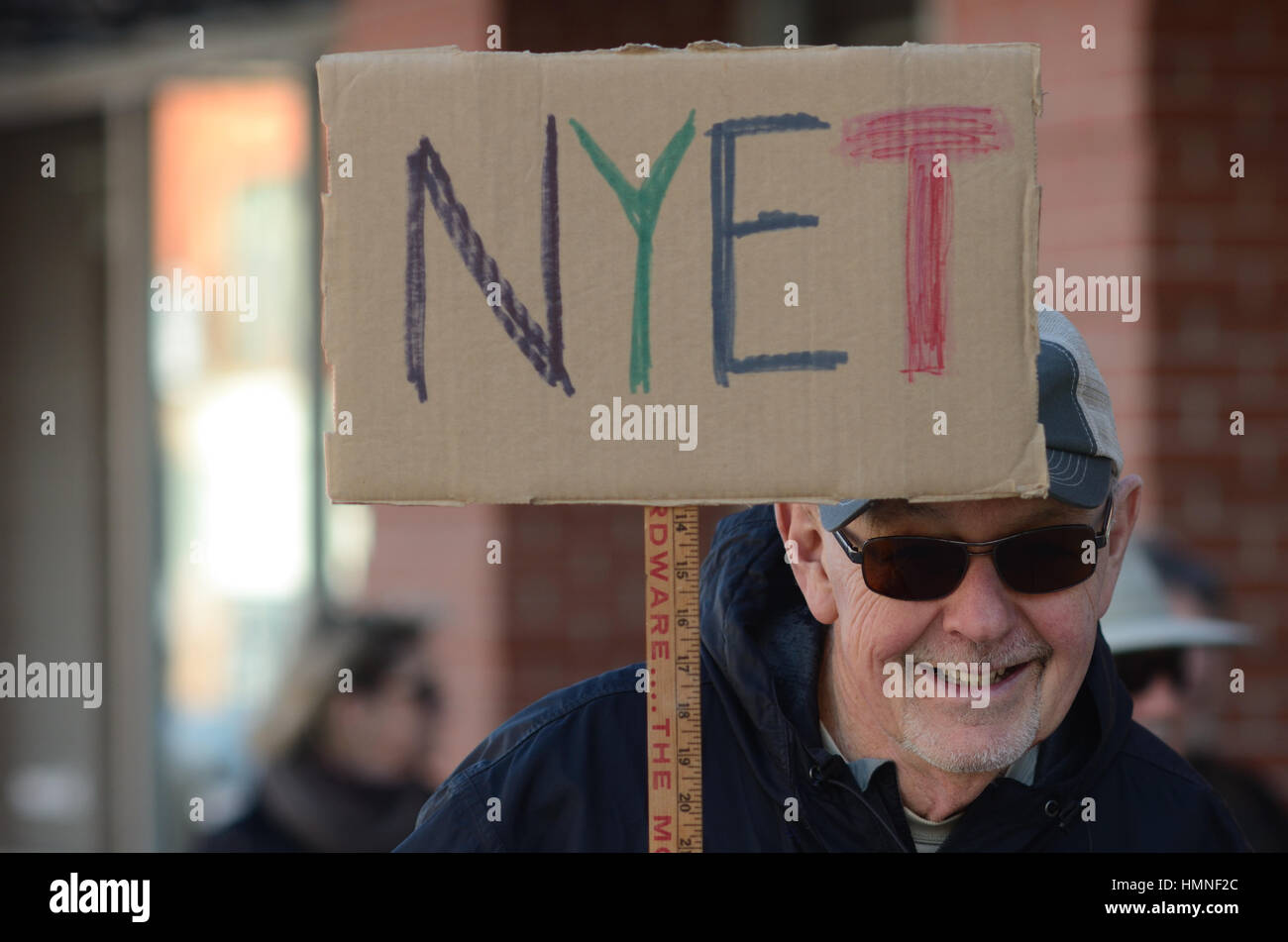 About 1,000 people demonstrated and march in Boulder, CO Feb.4, 2017 in ...