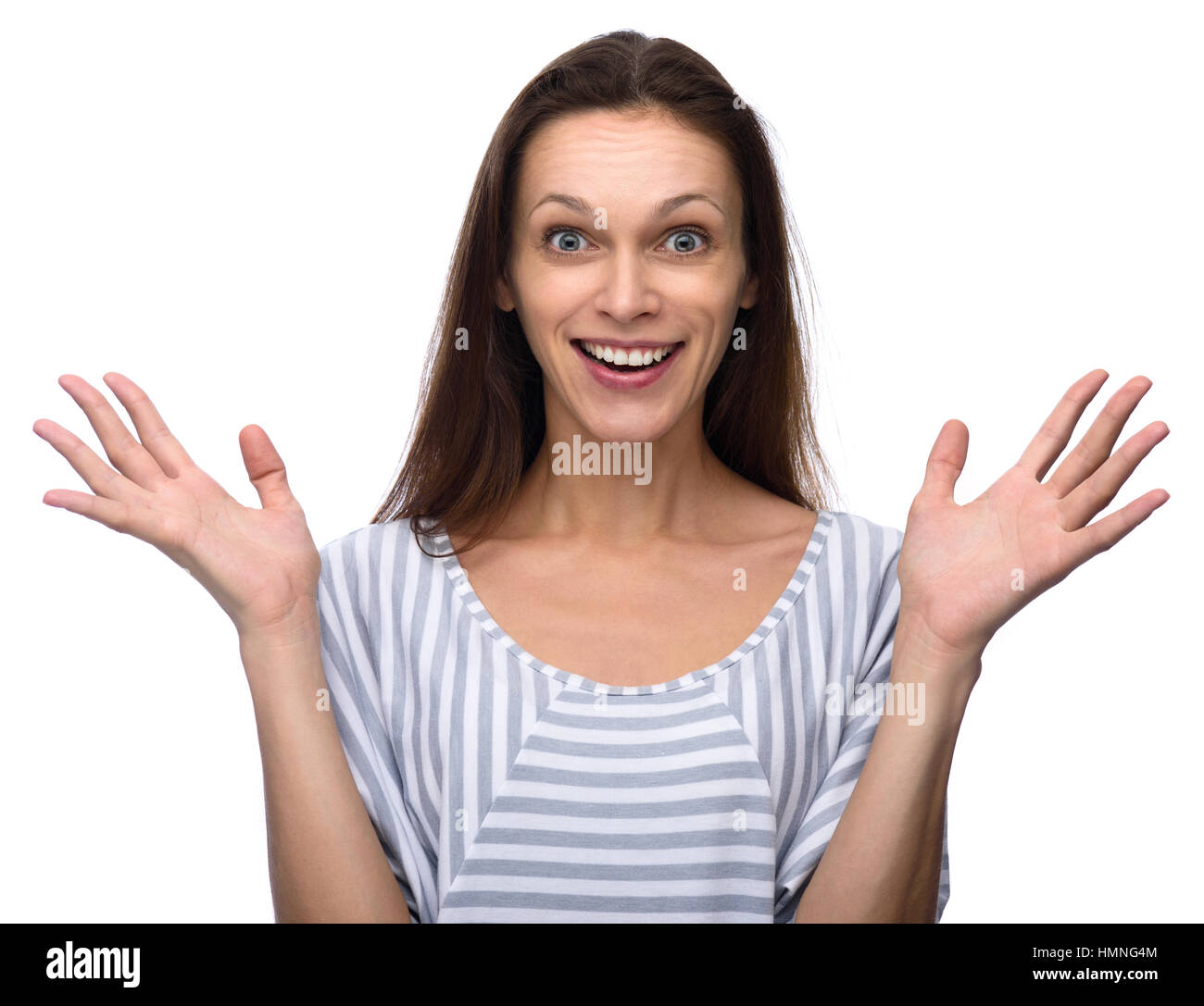 happy surprised pretty girl isolated on white background Stock Photo ...