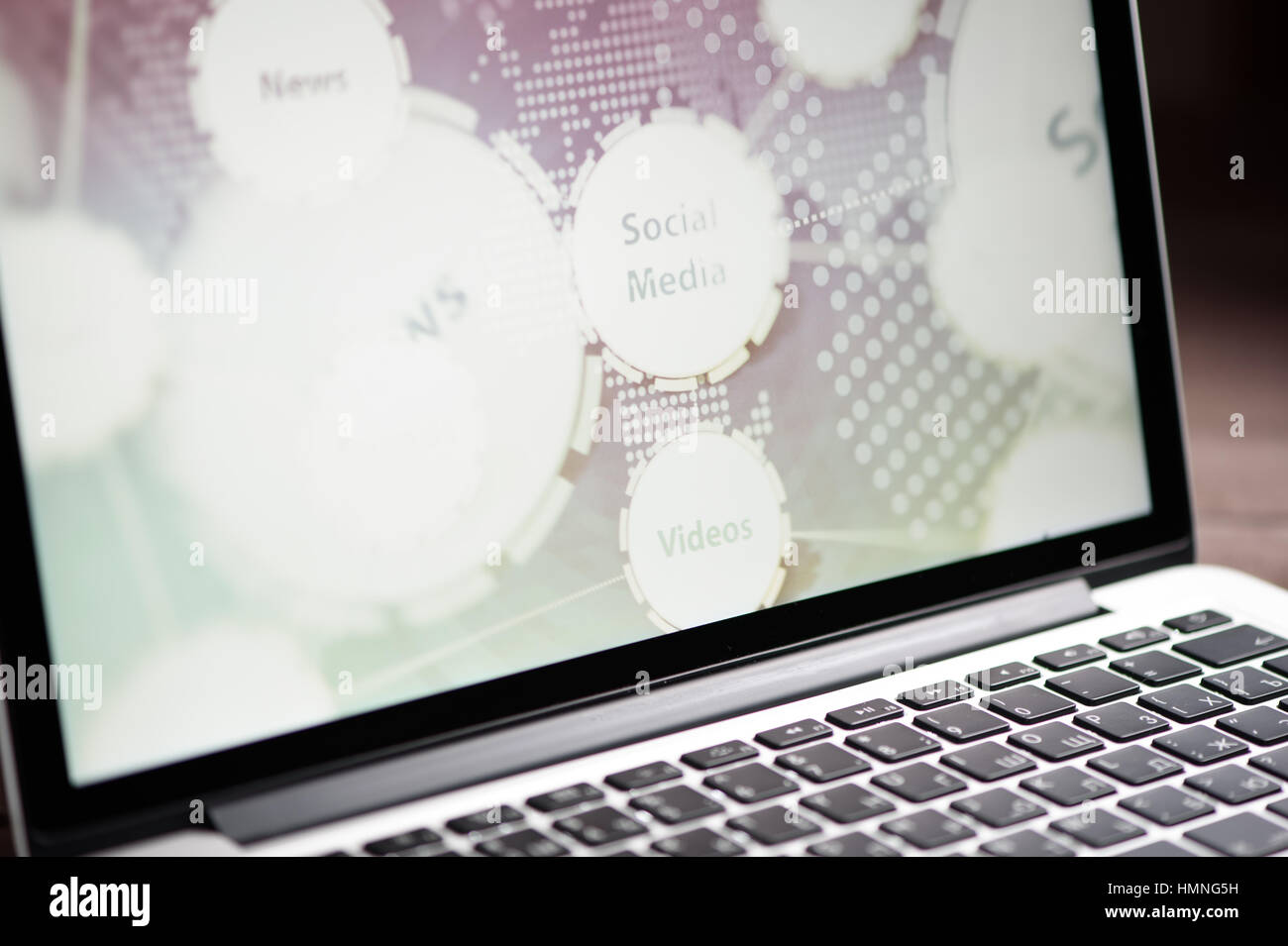 Social media network on laptop screen. Concept Stock Photo - Alamy
