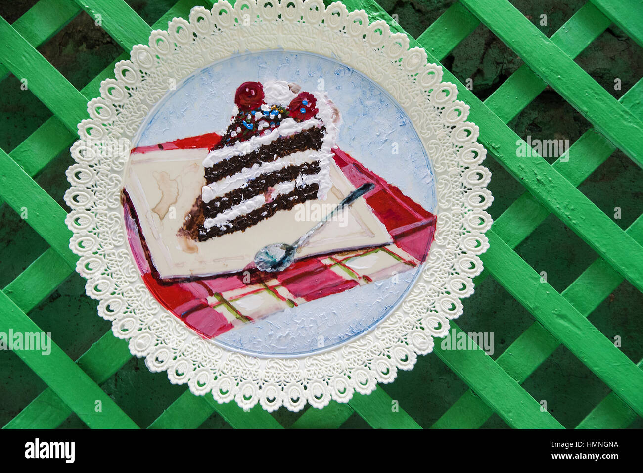 Dessert painted on paper plate in La Orotava, Tenerife Stock Photo - Alamy