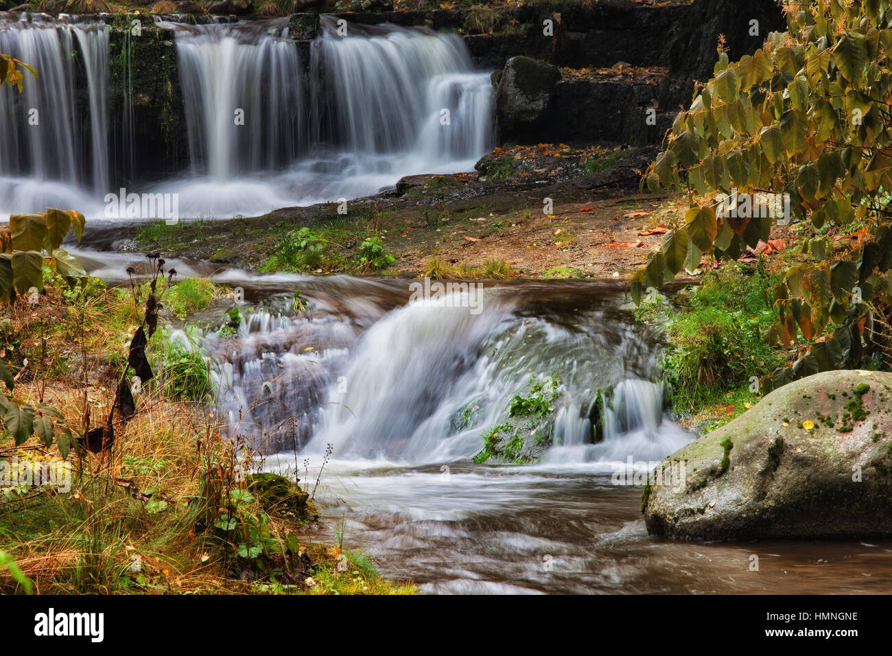 Water cascades, waterfalls on Lomnica River in Karpacz, Karkonosze ...