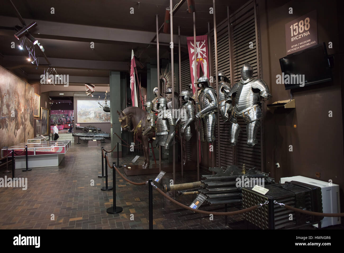 Hussars armours and multi barrel guns on display in Polish Army Museum ...