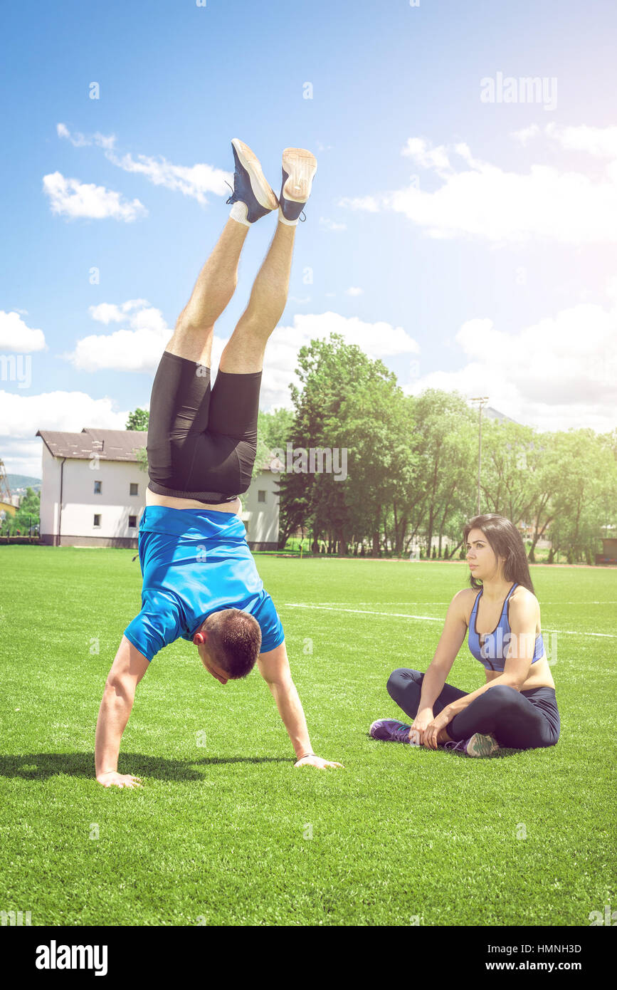 Man standing open arms exercise hi-res stock photography and images - Alamy