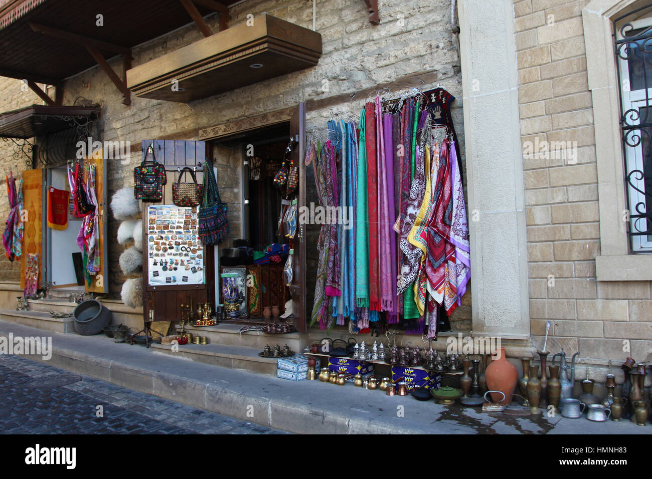 Azerbaijan. Baku. Shop of Souvenirs and carpets in the old town Stock ...