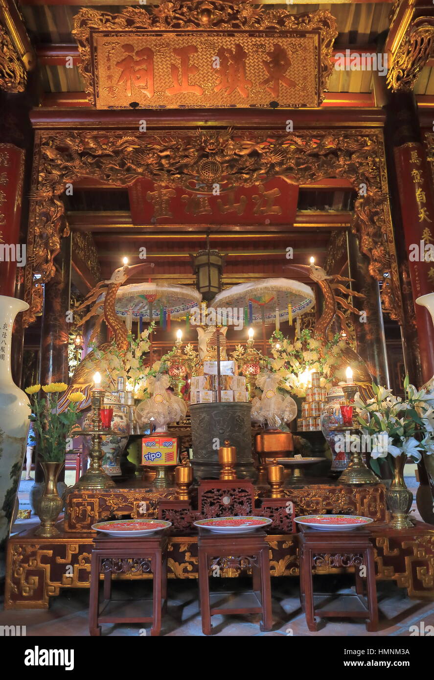 Bach Ma temple in Old Quarter in Hanoi Vietnam Stock Photo - Alamy