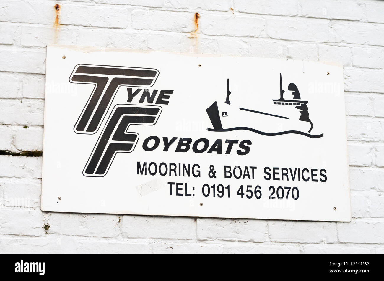 Tyne Foyboats mooring and boat services sign, South Shields, north east ...