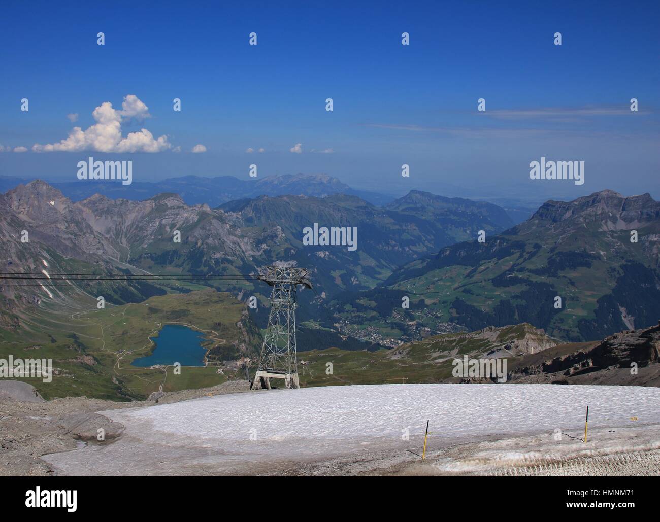 Summer landscape in the Swiss Alps. Lake Trubsee. View from mount ...
