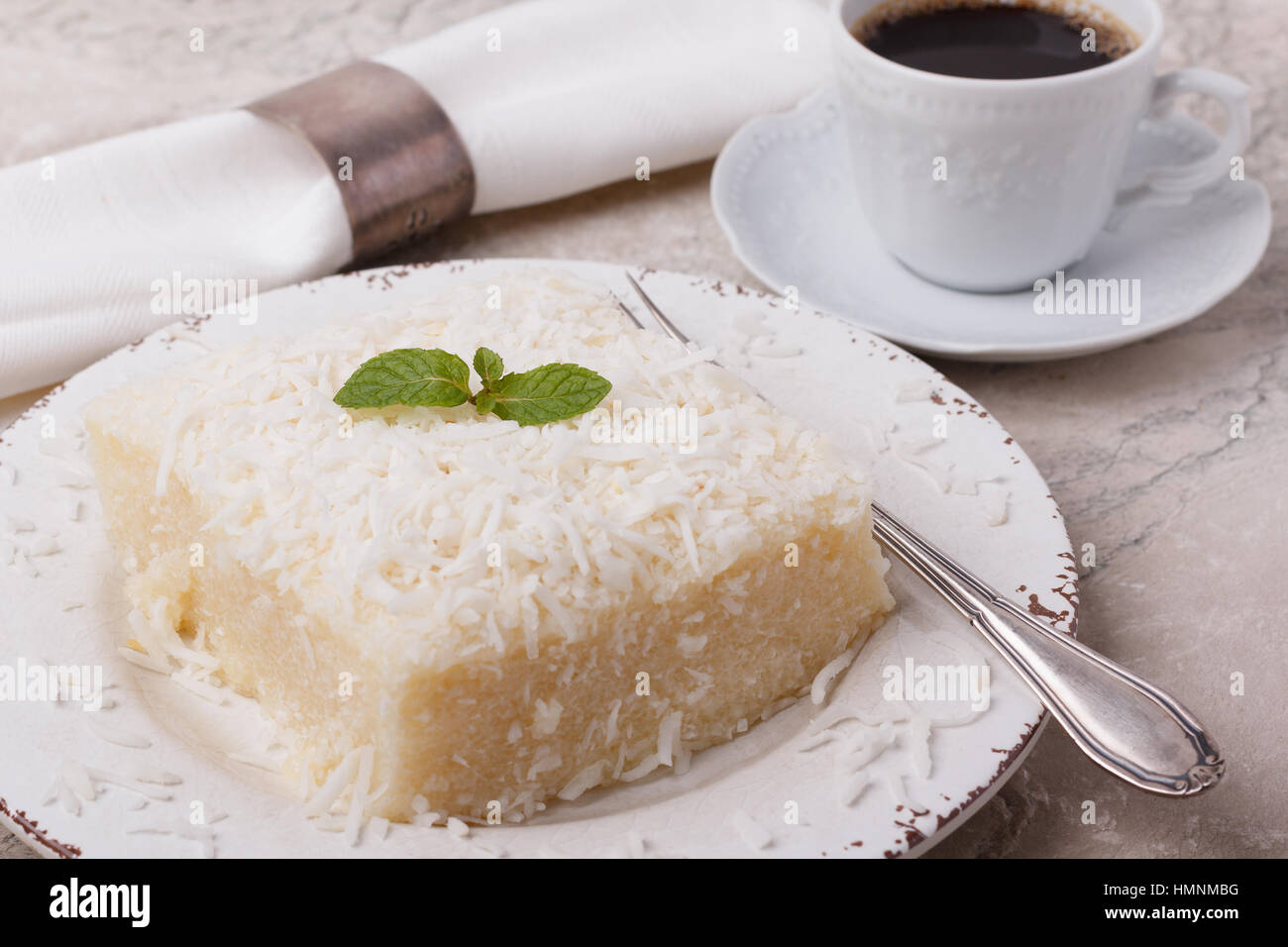 Brazilian traditional dessert: sweet couscous (tapioca) pudding (cuscuz ...
