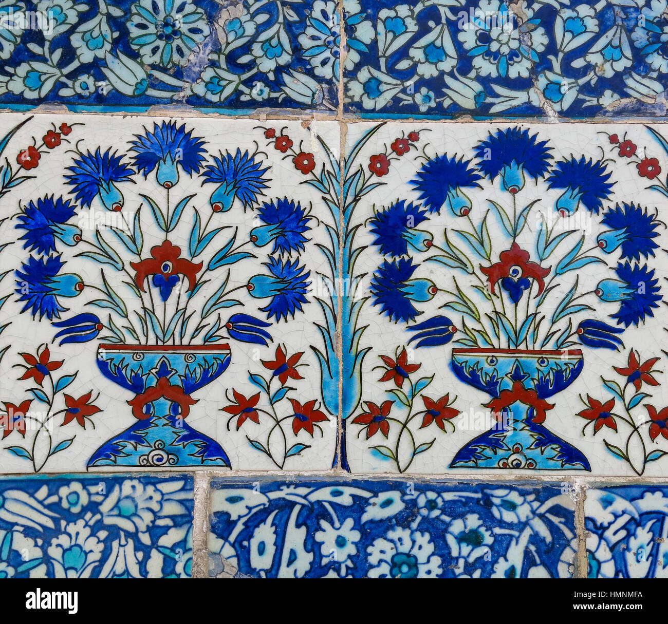 Ancient hand made Turkish - Ottoman tiles, in Topkapi palace, Istambul ...