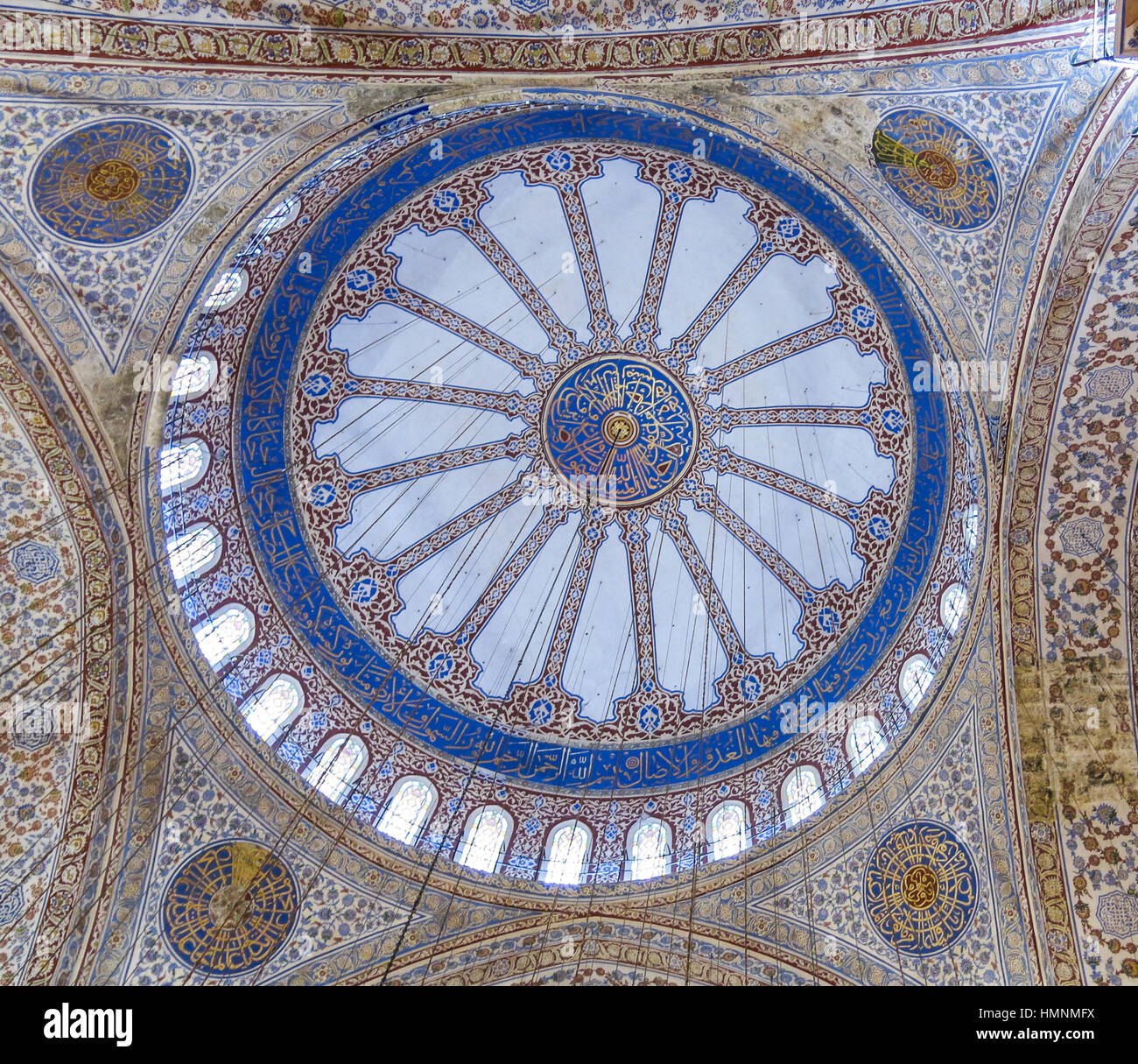 Ceiling inside the Blue Mosque in Sultanahmet, Istanbul, Turkey. More ...
