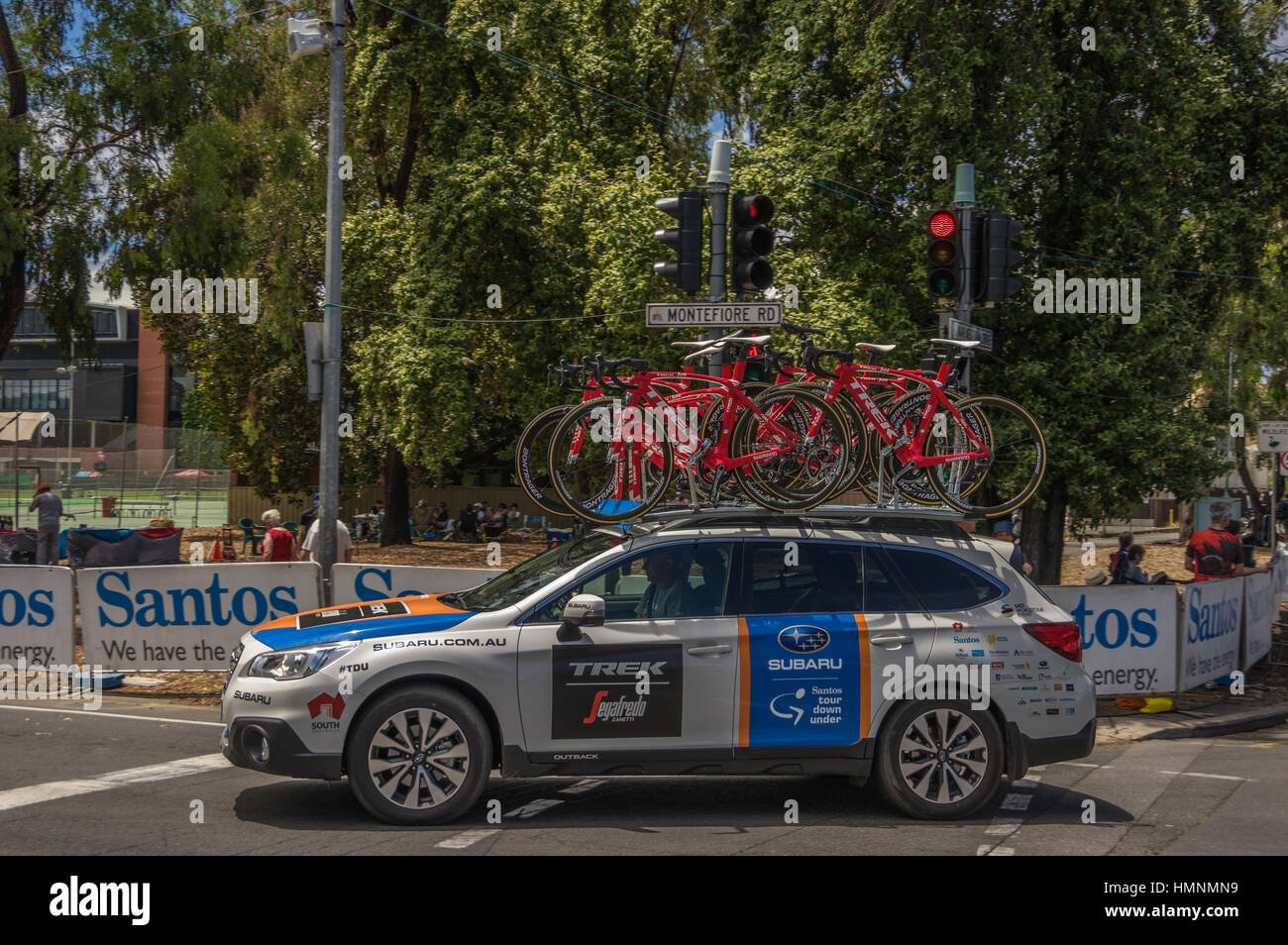 The Tour Down Under races around the street circuit of central Adelaide ...