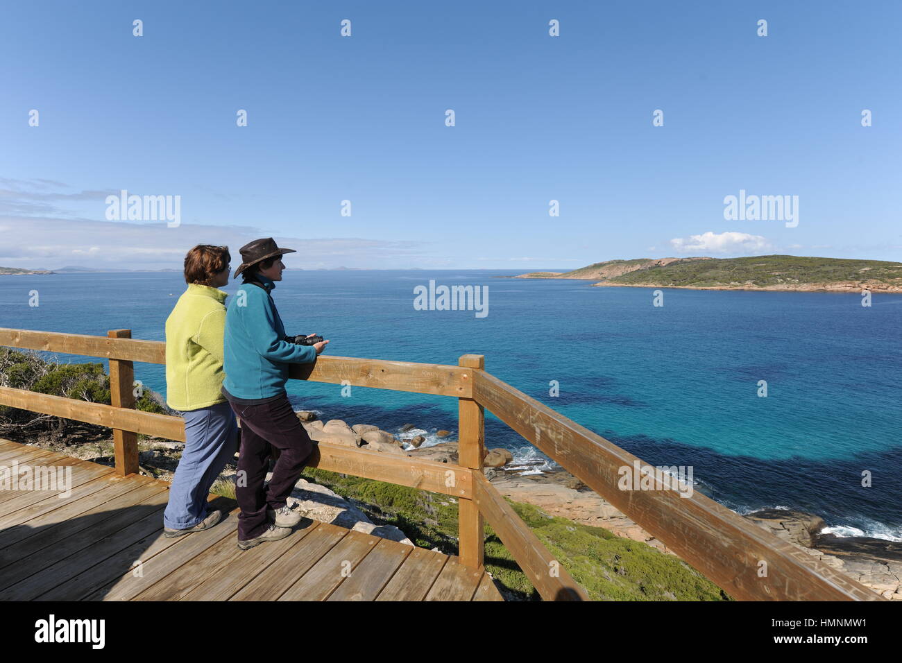 Tourists at Observatory Point, near Esperance, Western Australia Stock ...