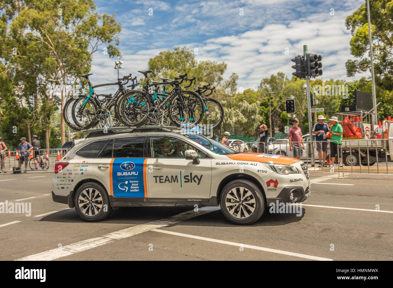 The Tour Down Under races around the street circuit of central Adelaide ...