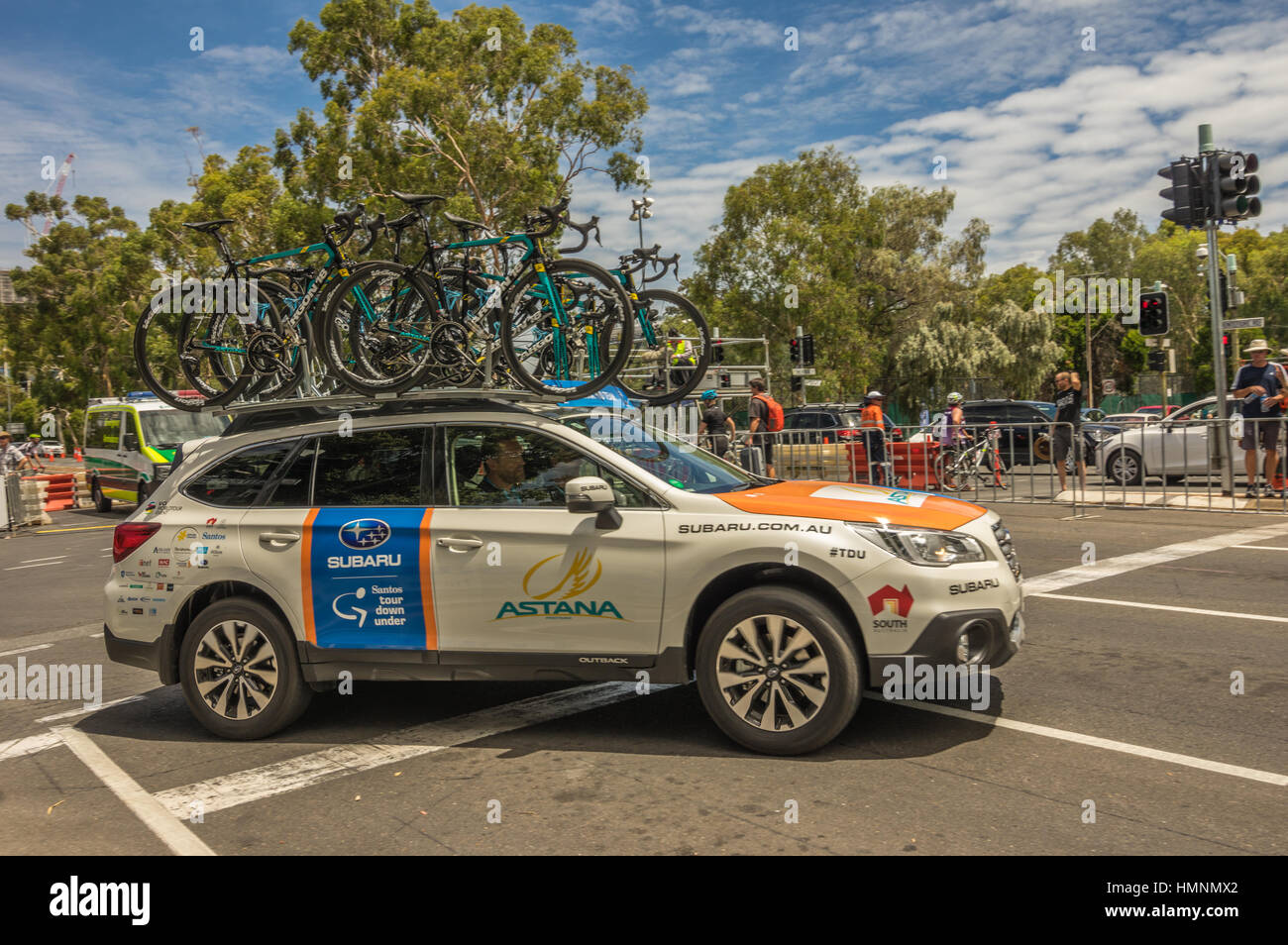 The Tour Down Under races around the street circuit of central Adelaide ...