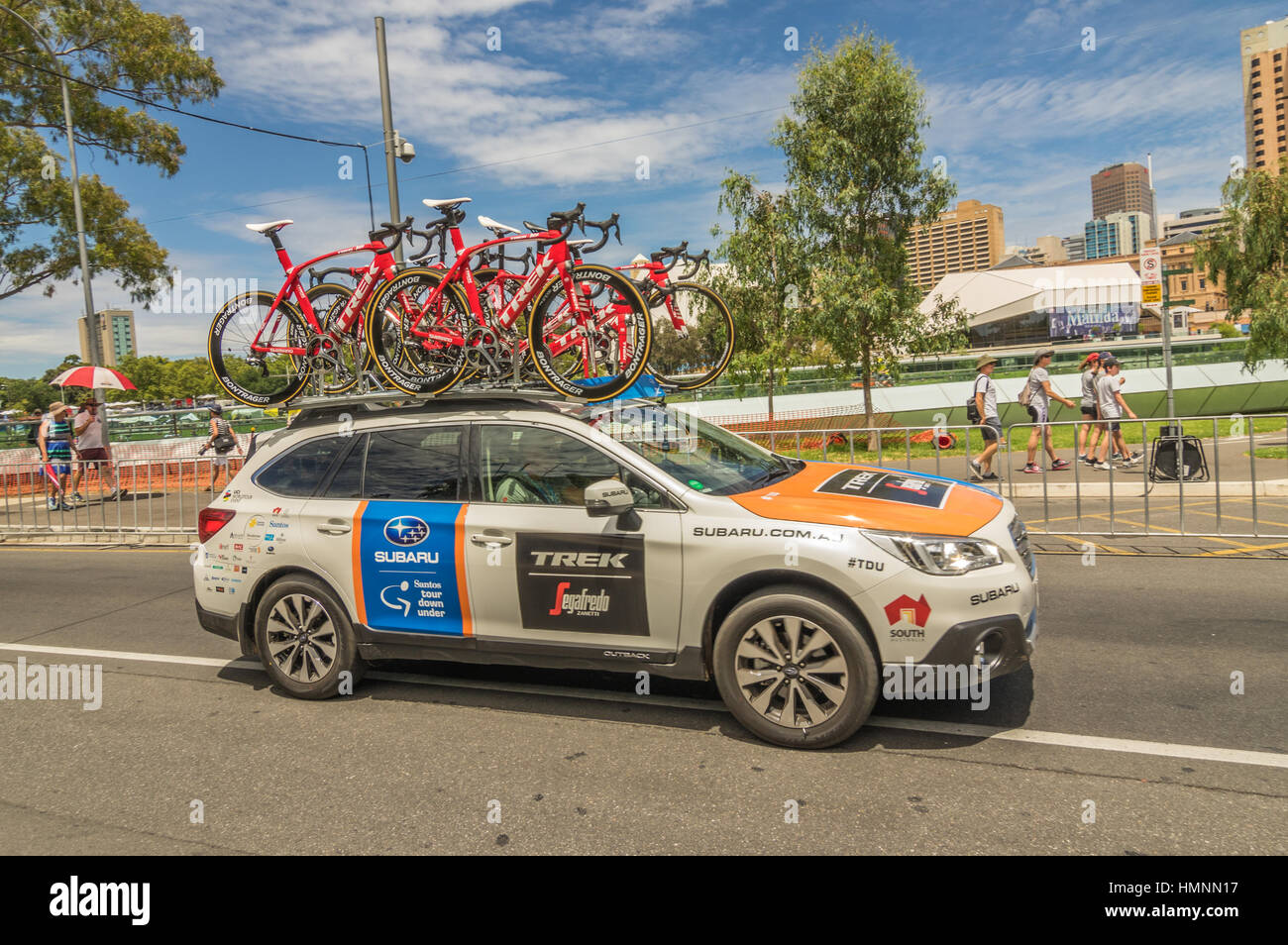 The Tour Down Under races around the street circuit of central Adelaide ...