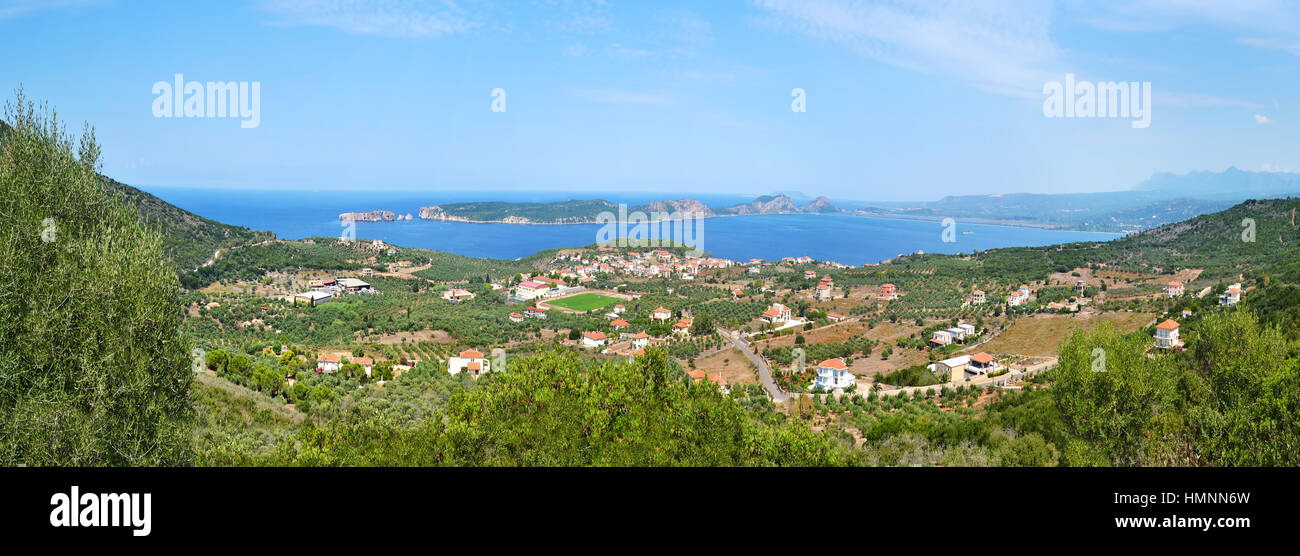 panoramic photo of Navarino bay and Sphacteria island Peloponnese ...