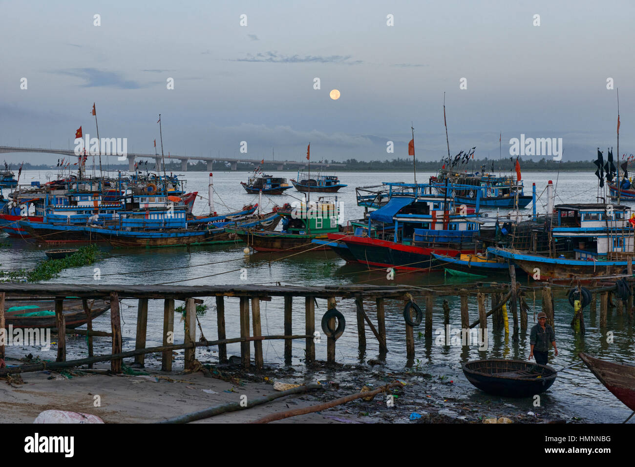 Full moon over the fishing village, Hoi An, Vietnam Stock Photo - Alamy
