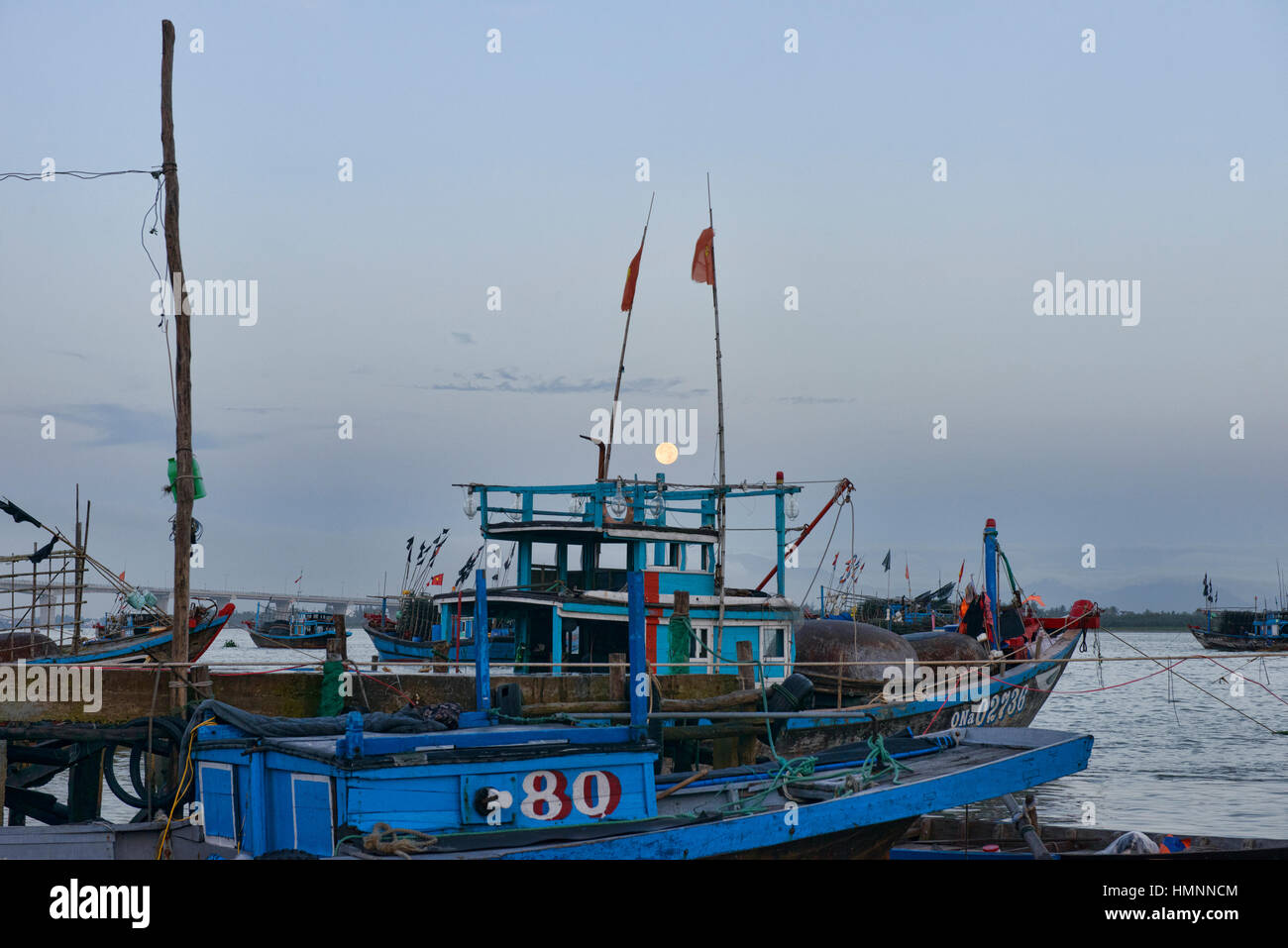 Full moonset at dawn, Hoi An, Vietnam Stock Photo - Alamy
