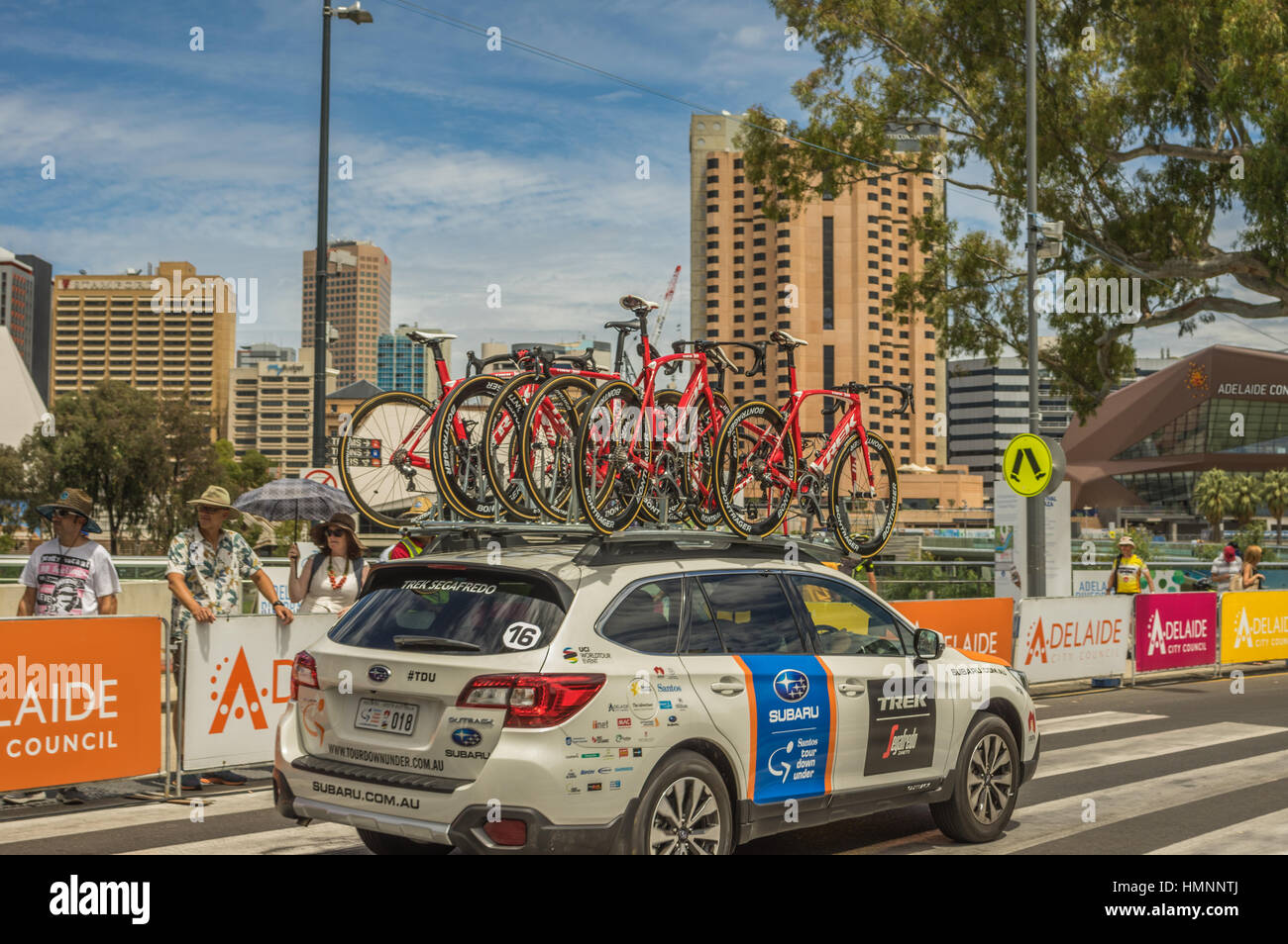 The Tour Down Under races around the street circuit of central Adelaide ...