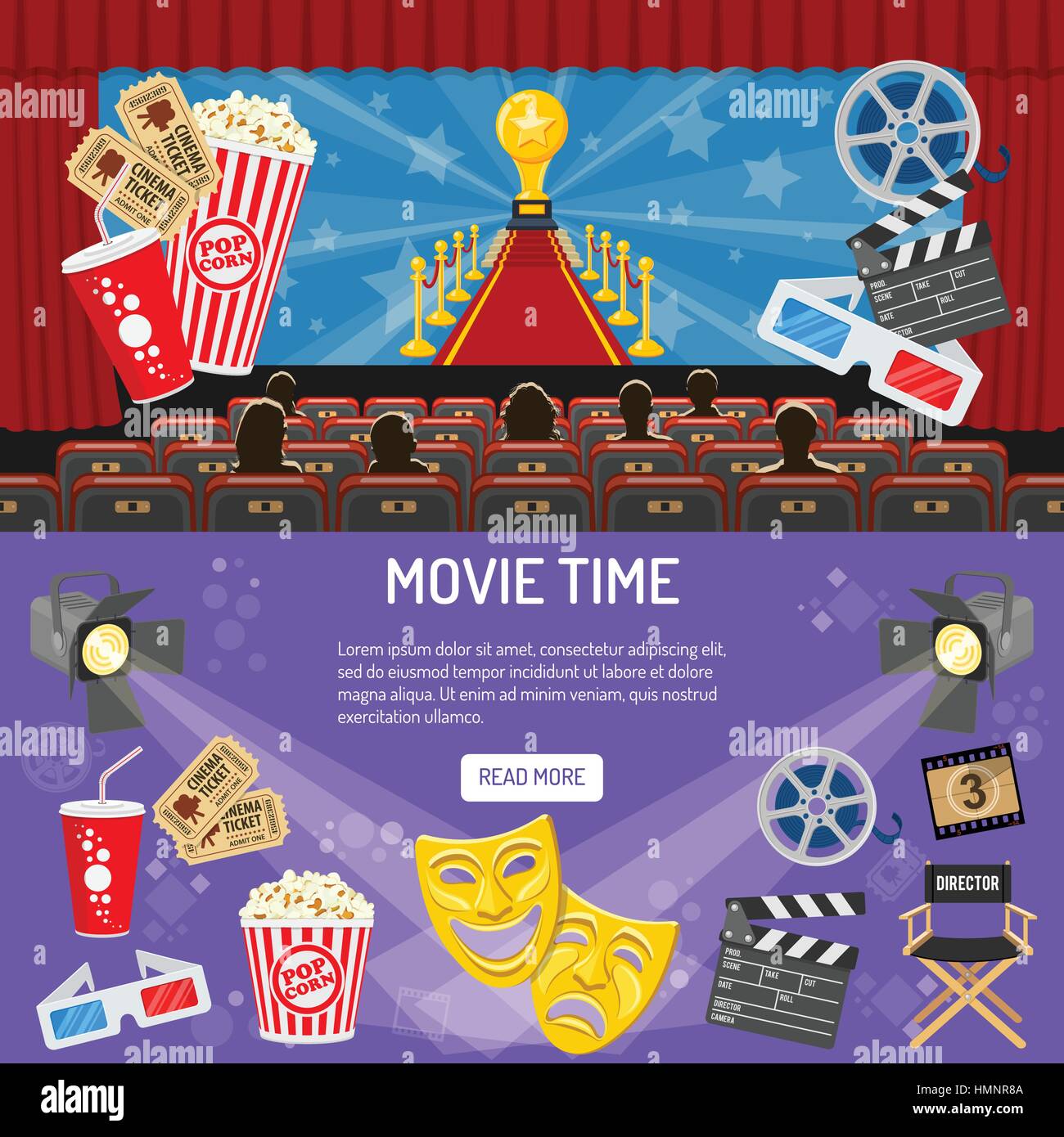 Cinema and Movie horizontal banners Stock Vector Image & Art - Alamy