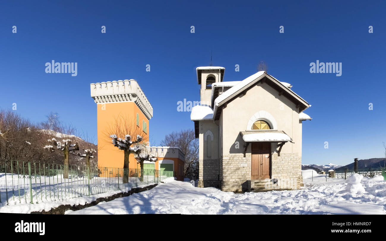 Monte Bré, Switzerland - February 22. 2015: Winter landscape from Monte ...