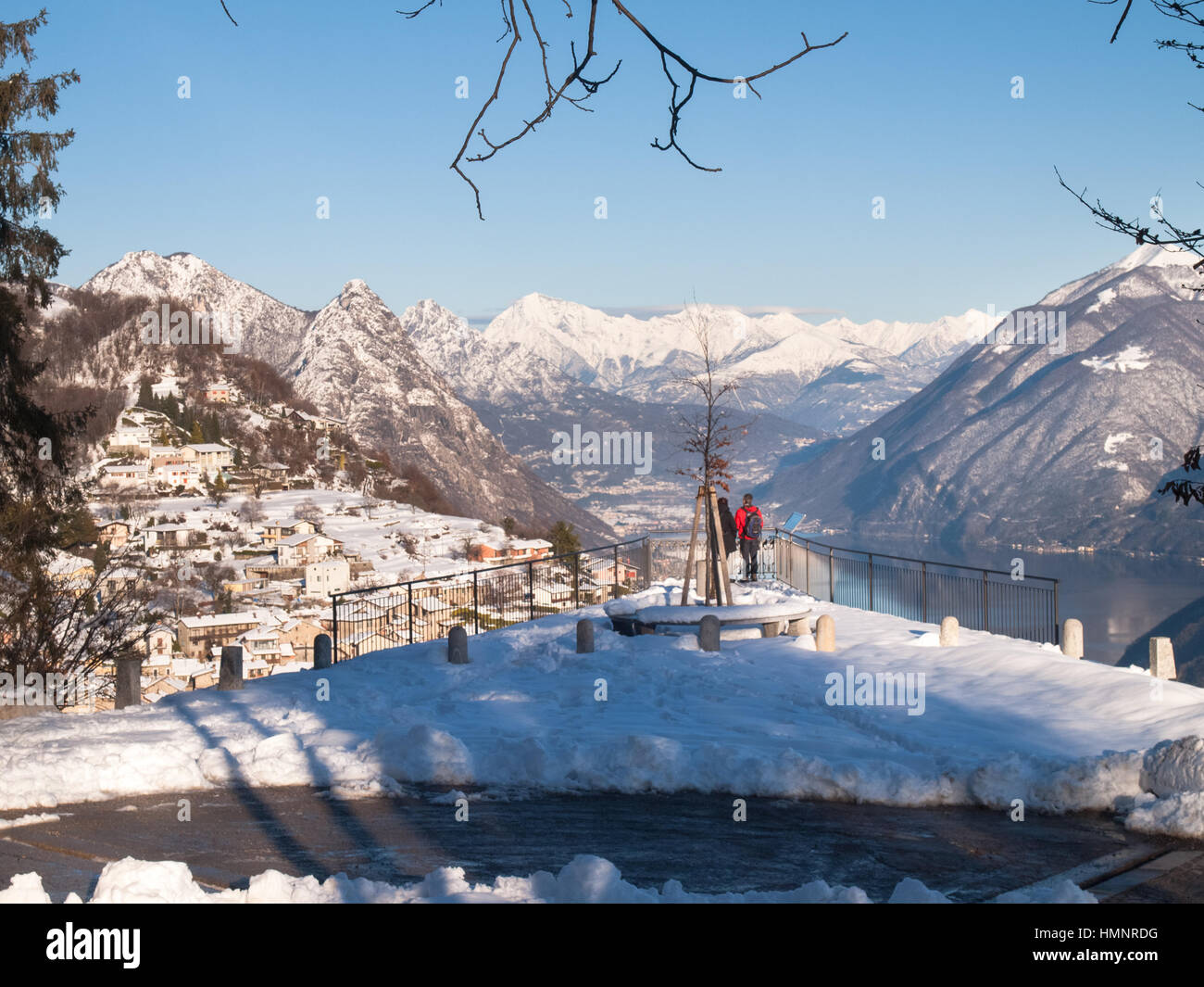 Monte Bré, Switzerland - February 22. 2015: Winter landscape from Monte ...