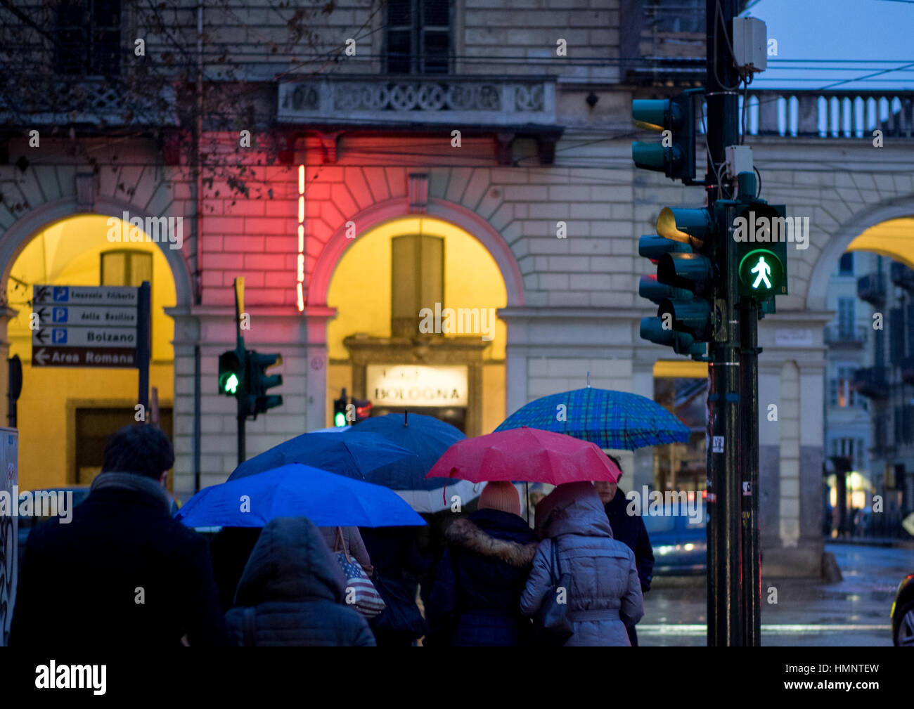 Raining in the city of turin Stock Photo - Alamy