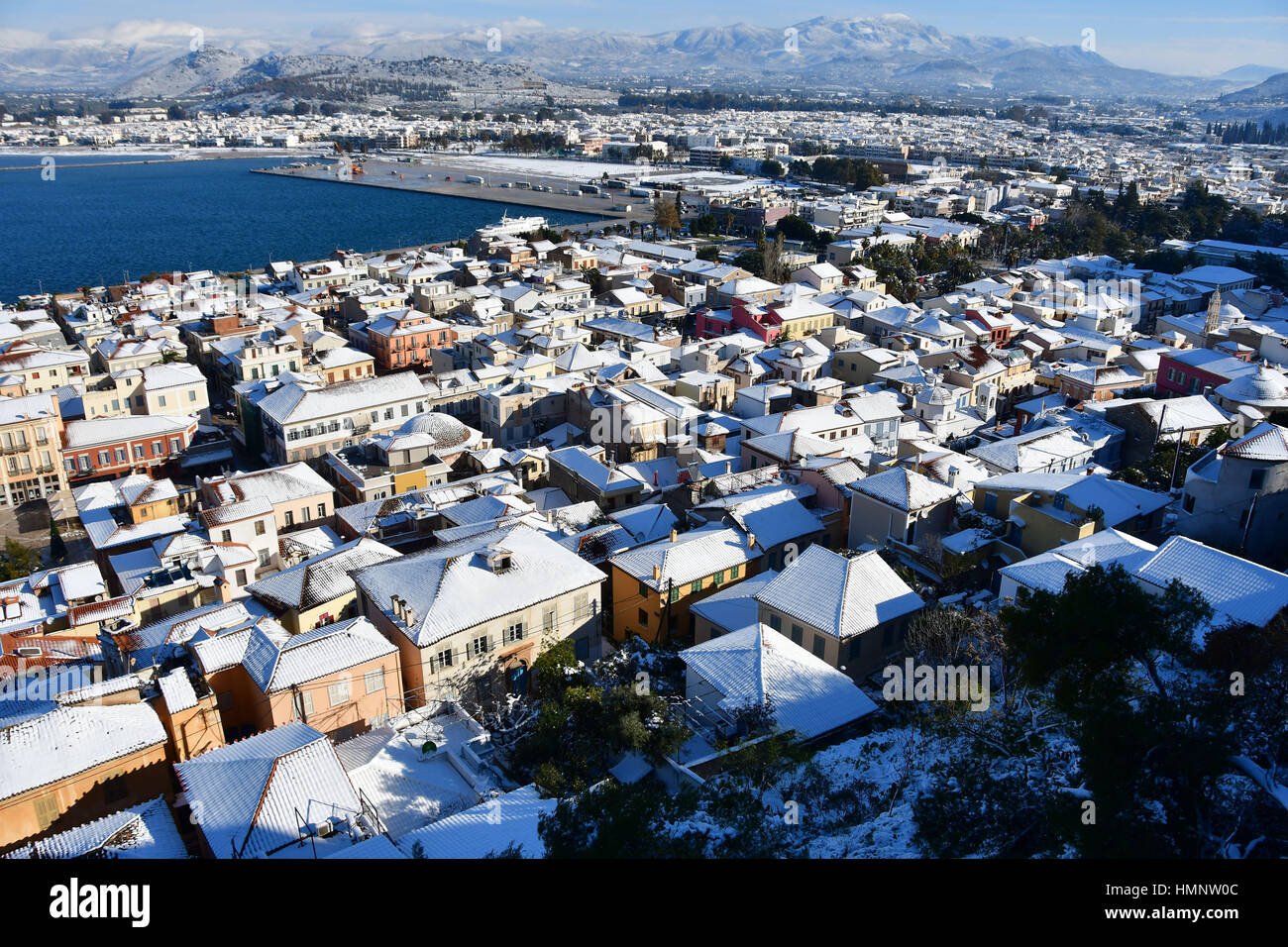 GREECE PELOPONNESE -SNOWFALL IN NAFPLIO Stock Photo - Alamy