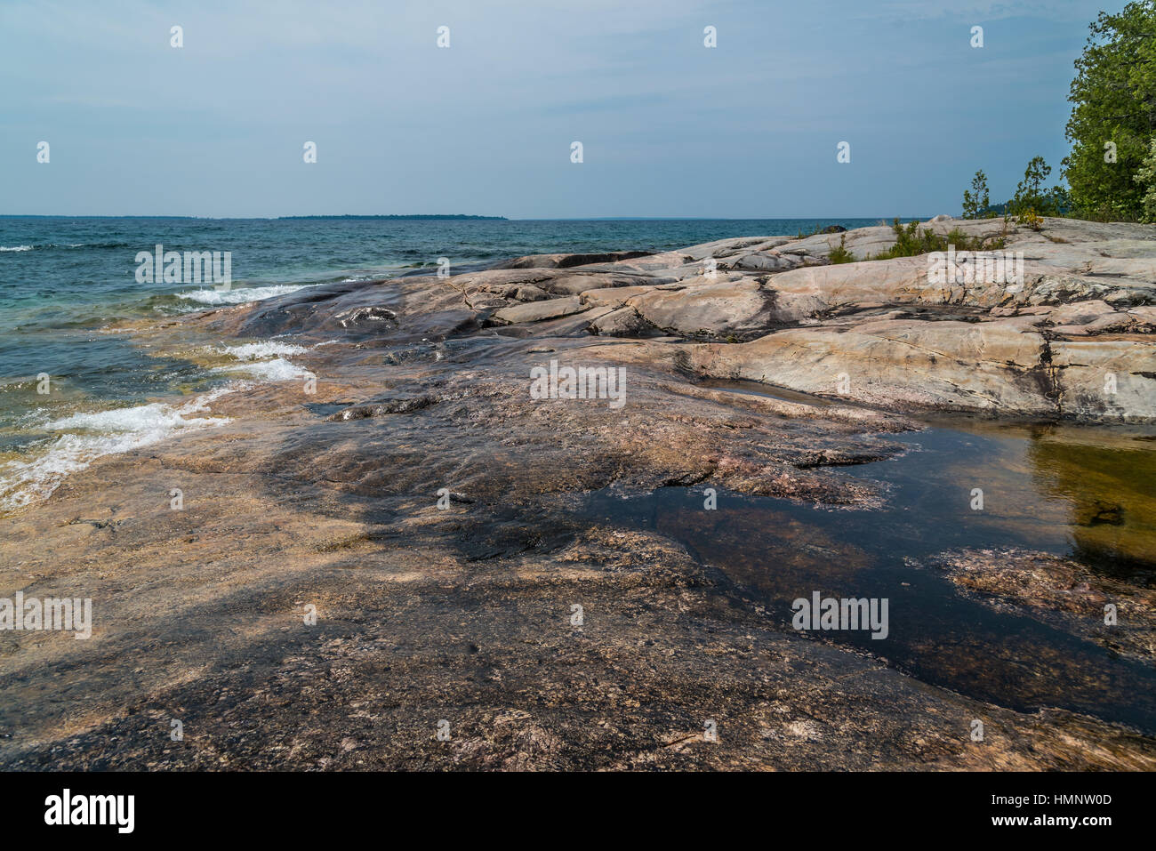 Rocky promontory in Superior Lake Park. Canada Stock Photo - Alamy