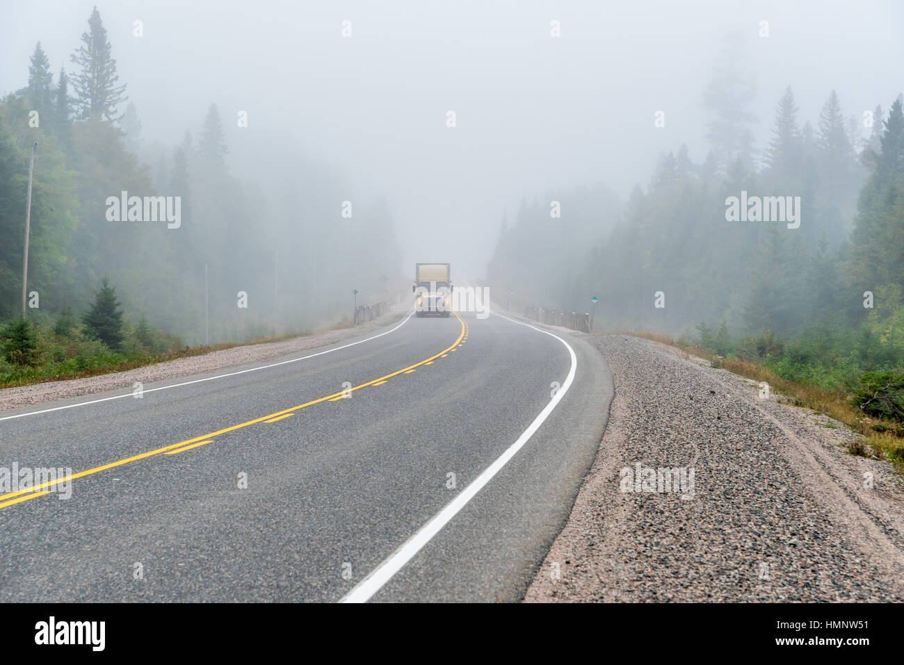 Strong fog on forest hills near Superior Lake, canada Stock Photo - Alamy