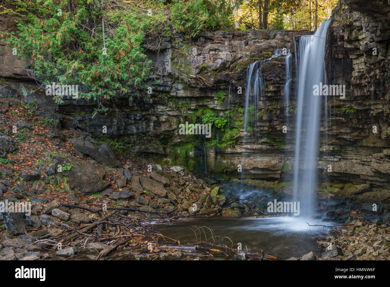 Waterfall in Hilton Falls park at autumn day Stock Photo - Alamy