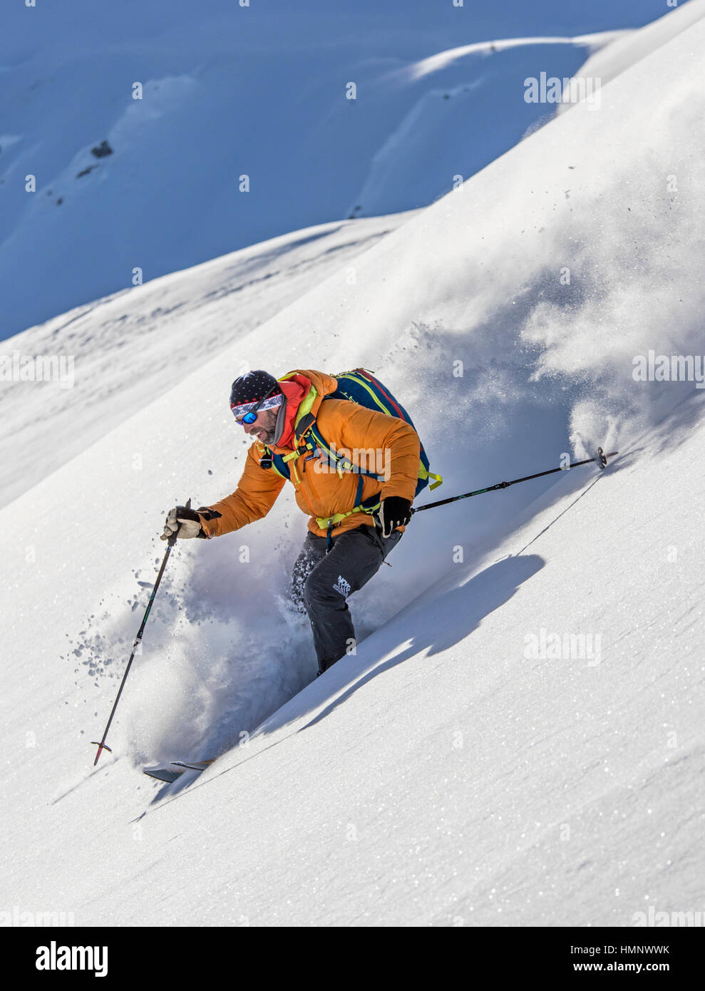 Back country skiers; Esplanade Range; Selkirk Mountains near remote ...