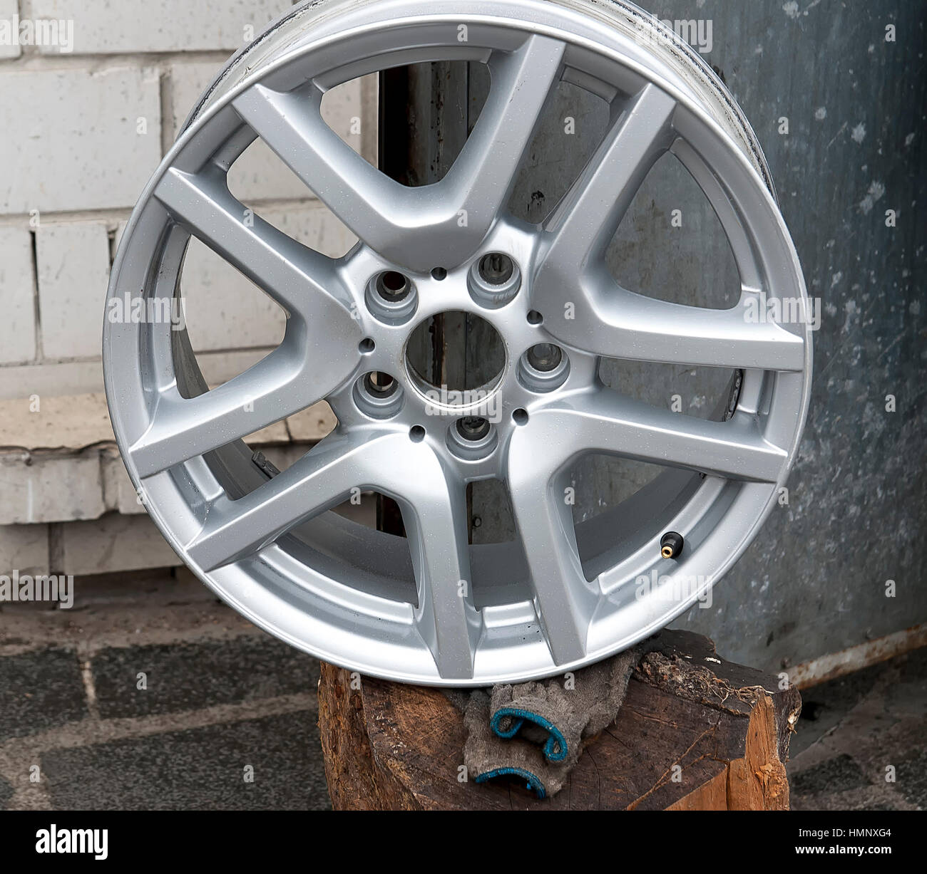 the titanium wheels for auto car tire Stock Photo - Alamy