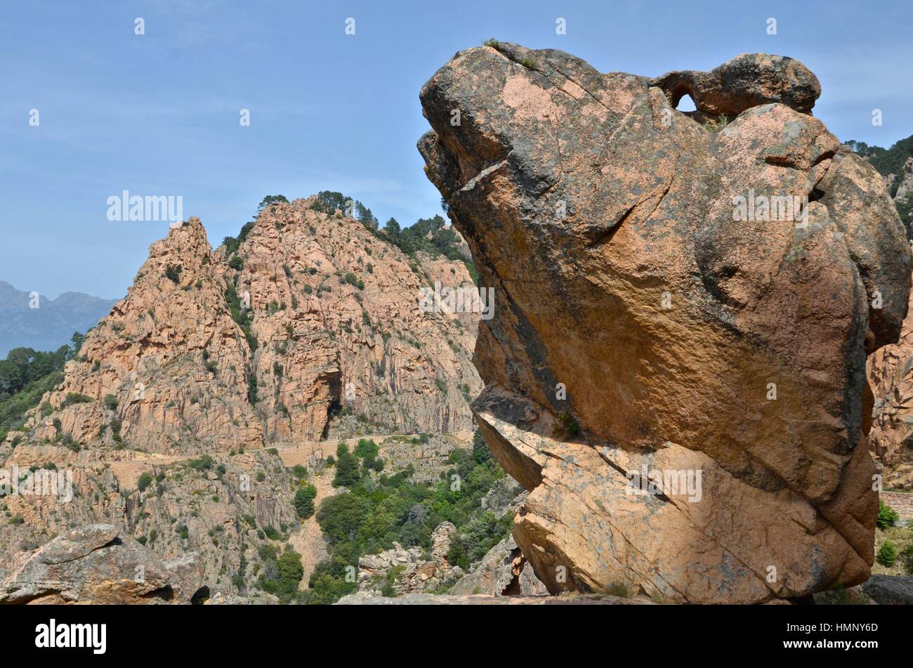 Les Calanches, volcanic red rocks formations mountains, Piana, Corsica ...