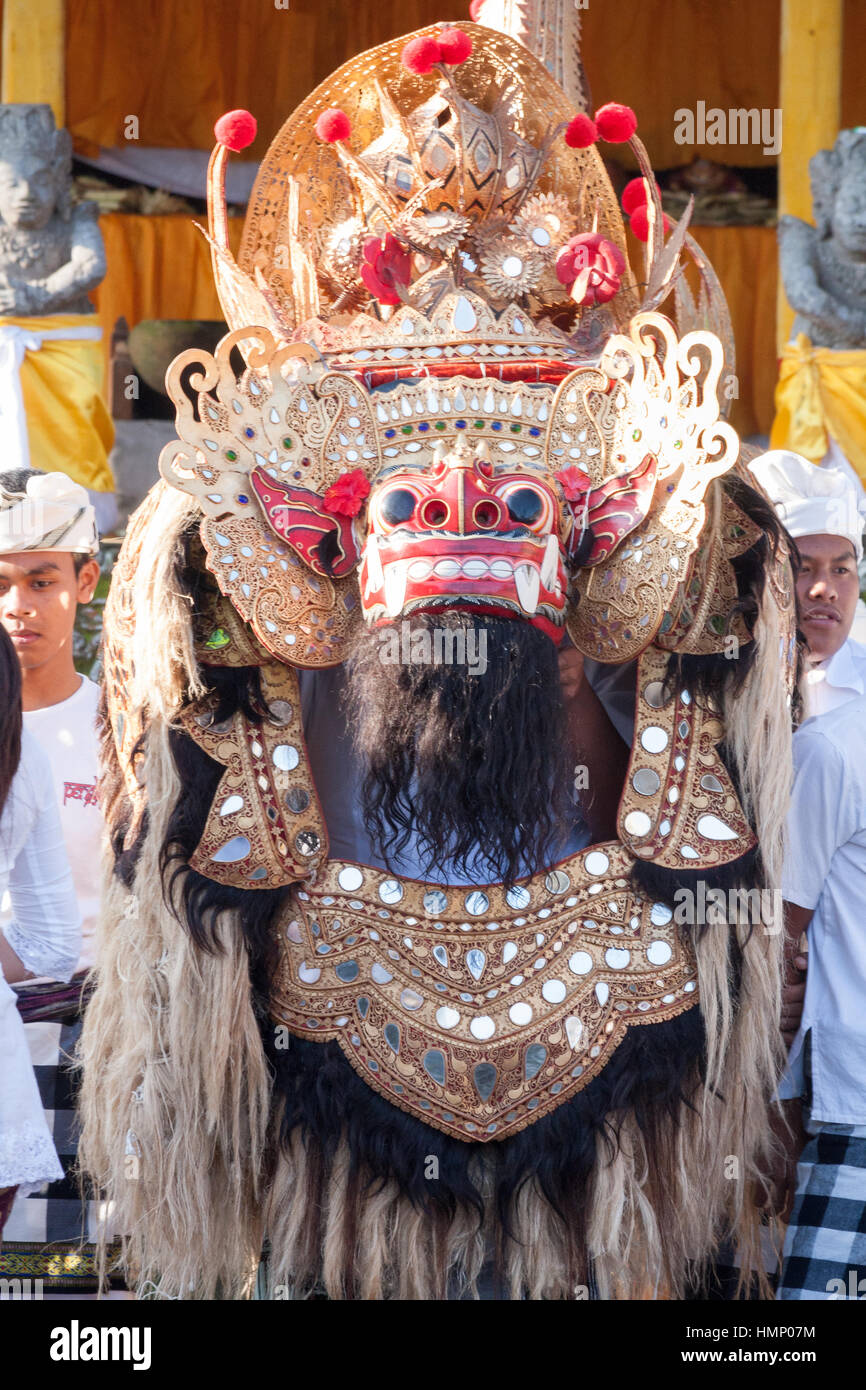 The mythical Barong being paraded through a village in Bali, Indonesia ...