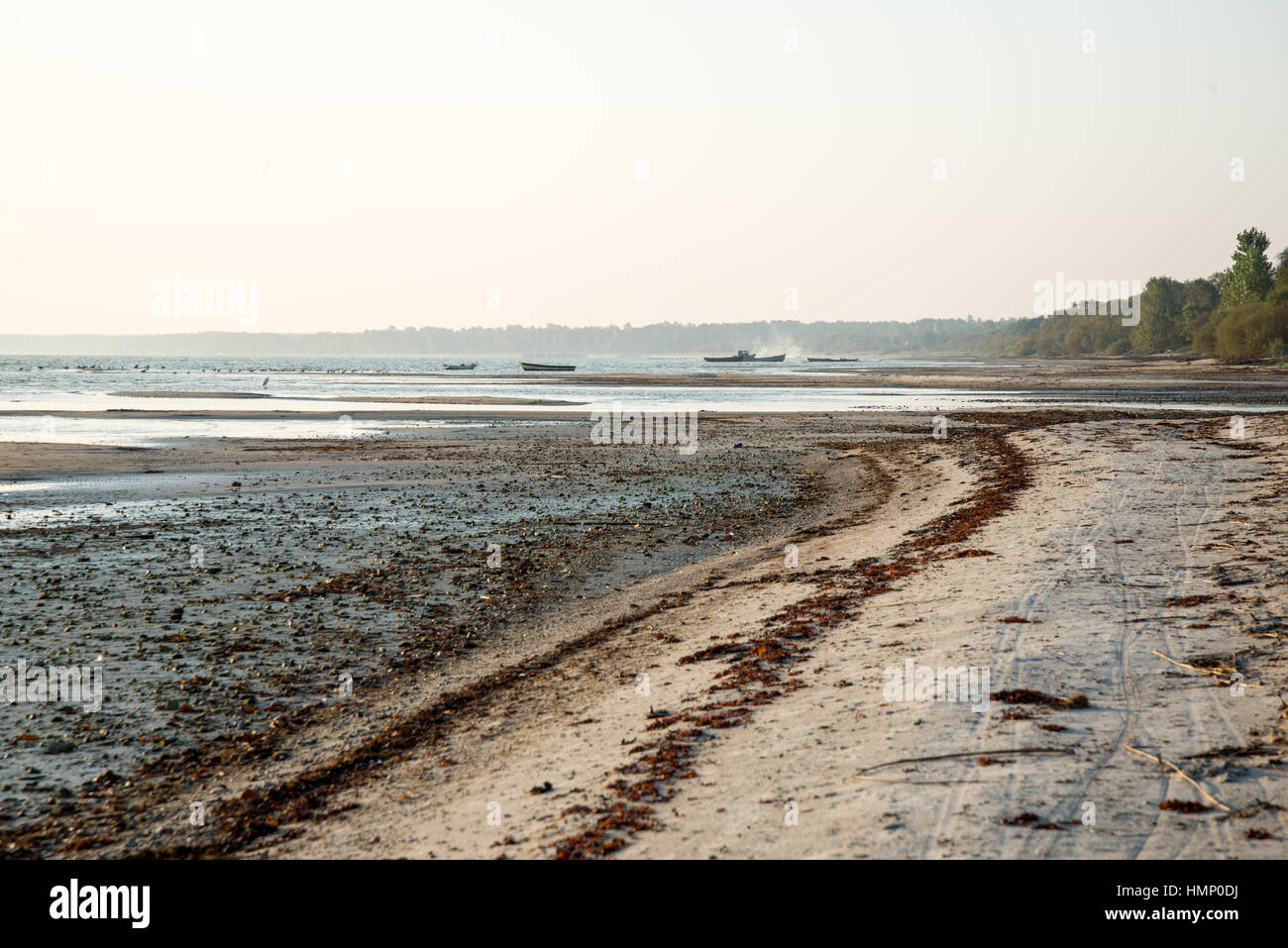 beach skyline with sand and perspective with clouds Stock Photo - Alamy