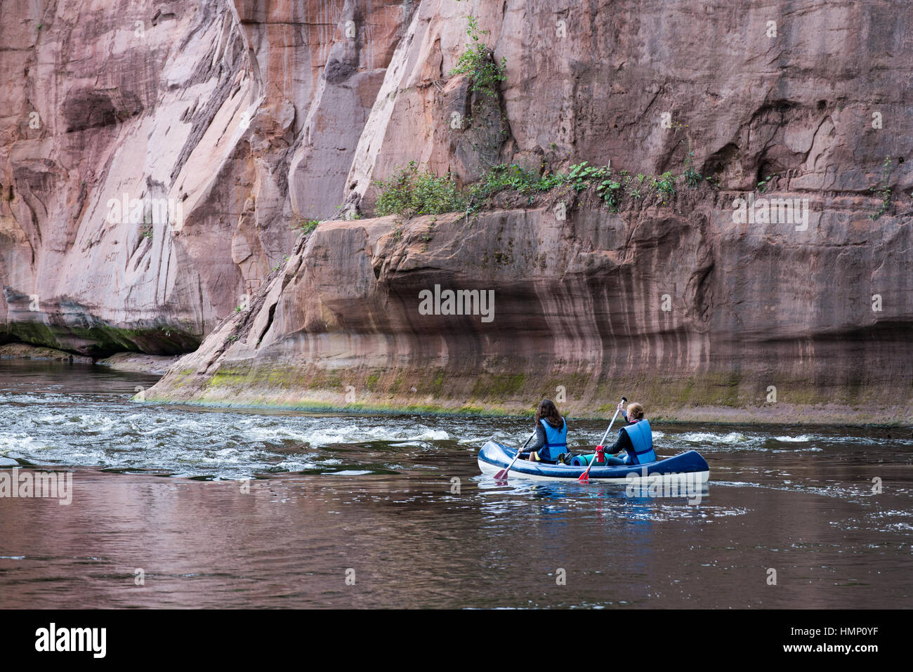 tourists enjoying water sports, kayaking in wild river - Sigulda ...