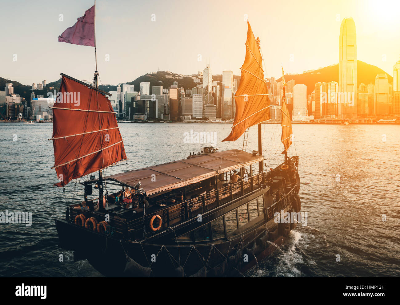 hong kong harbour view with sunlight Stock Photo - Alamy