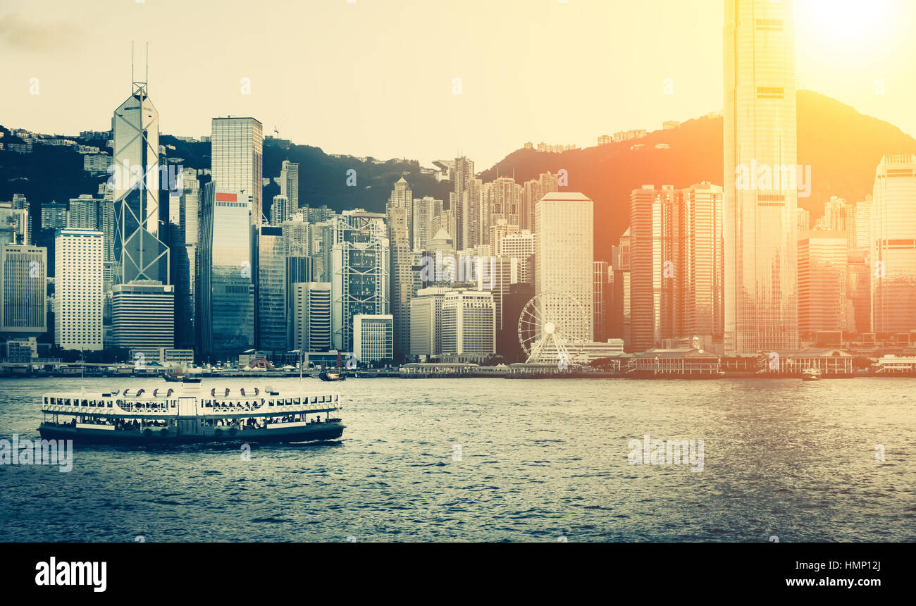 hong kong harbour view with sunlight Stock Photo - Alamy